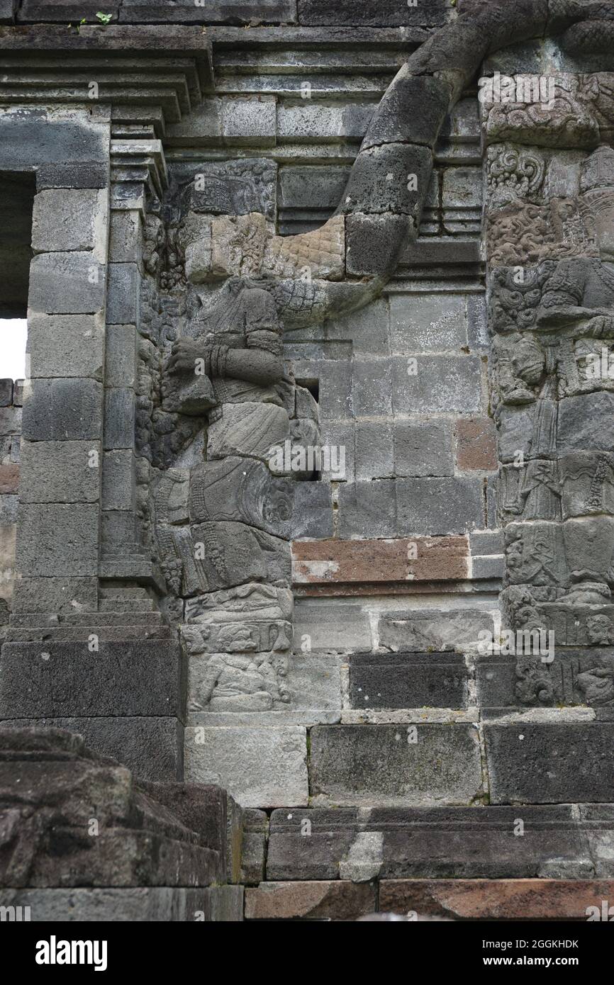 Carved stone of penataran temple (panataran temple), Blitar, East Java ...