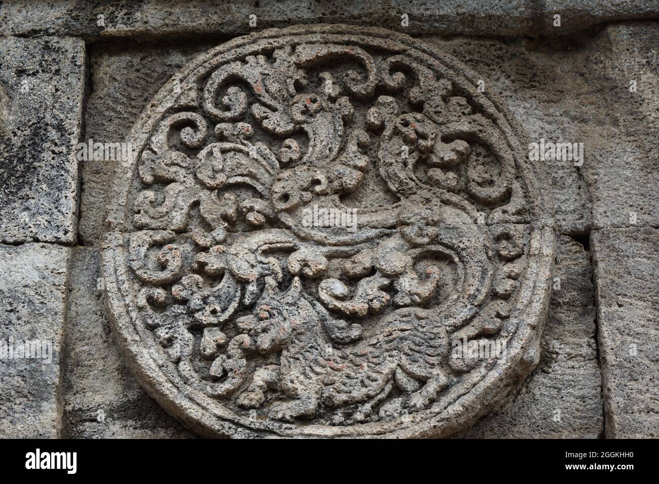 Carved stone of penataran temple (panataran temple), Blitar, East Java ...