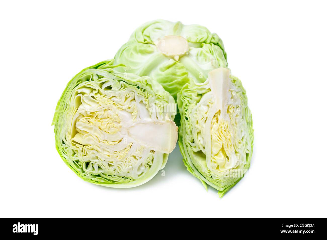 Heads of fresh young cabbage isolated on white background Stock Photo ...