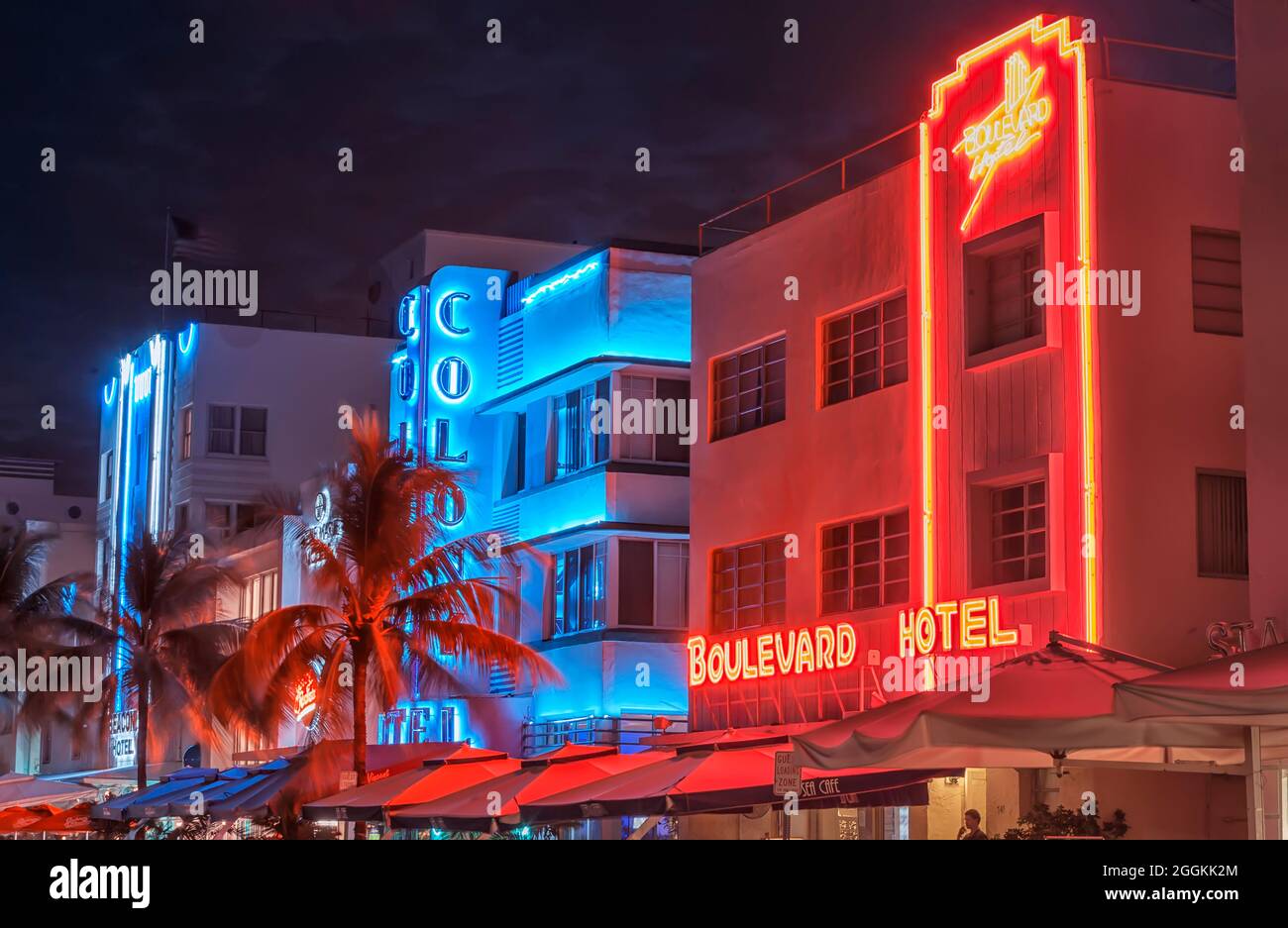 Ocean drive by night, South Beach, Miami, Florida, USA Stock Photo - Alamy