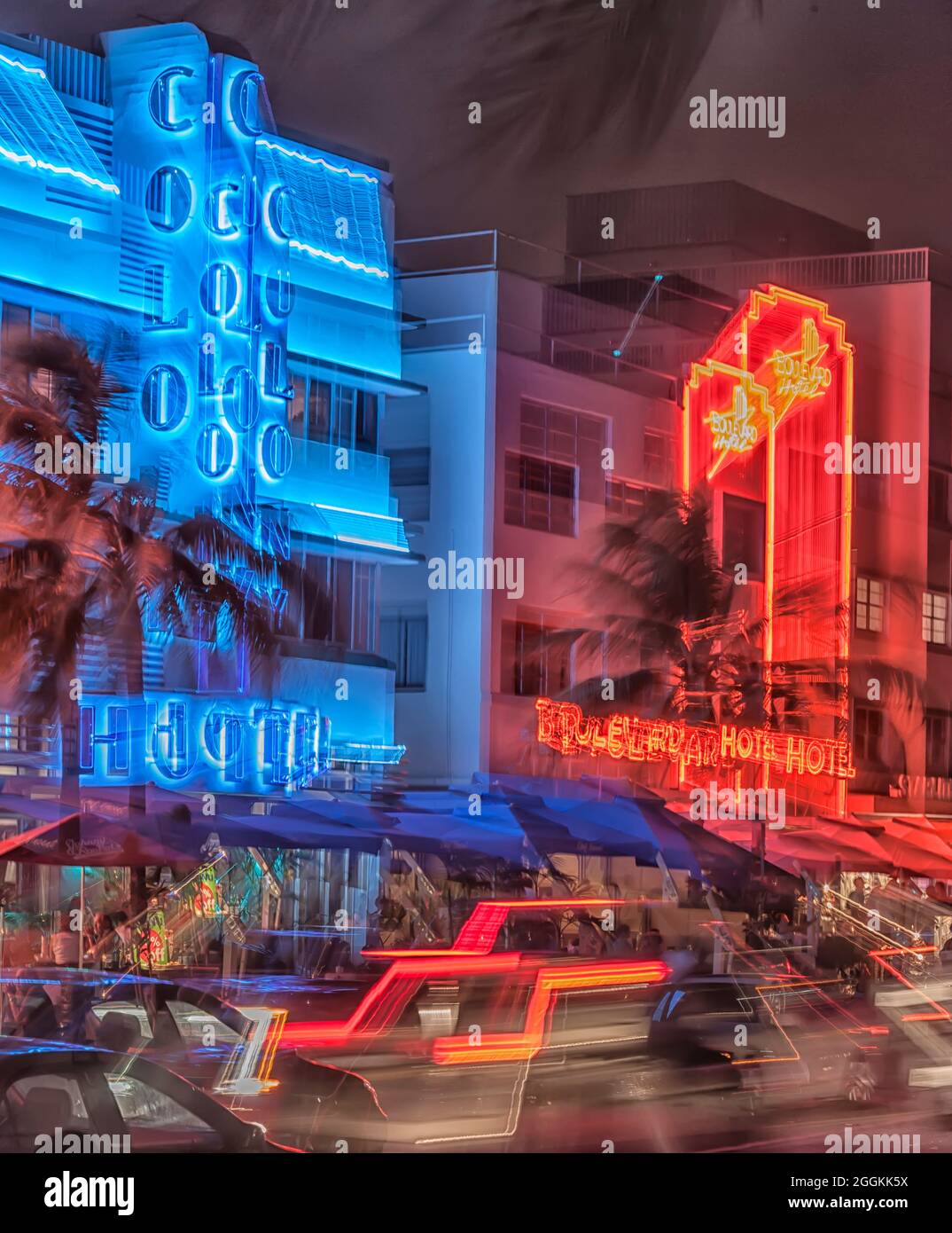 South beach ocean drive night hi-res stock photography and images - Alamy