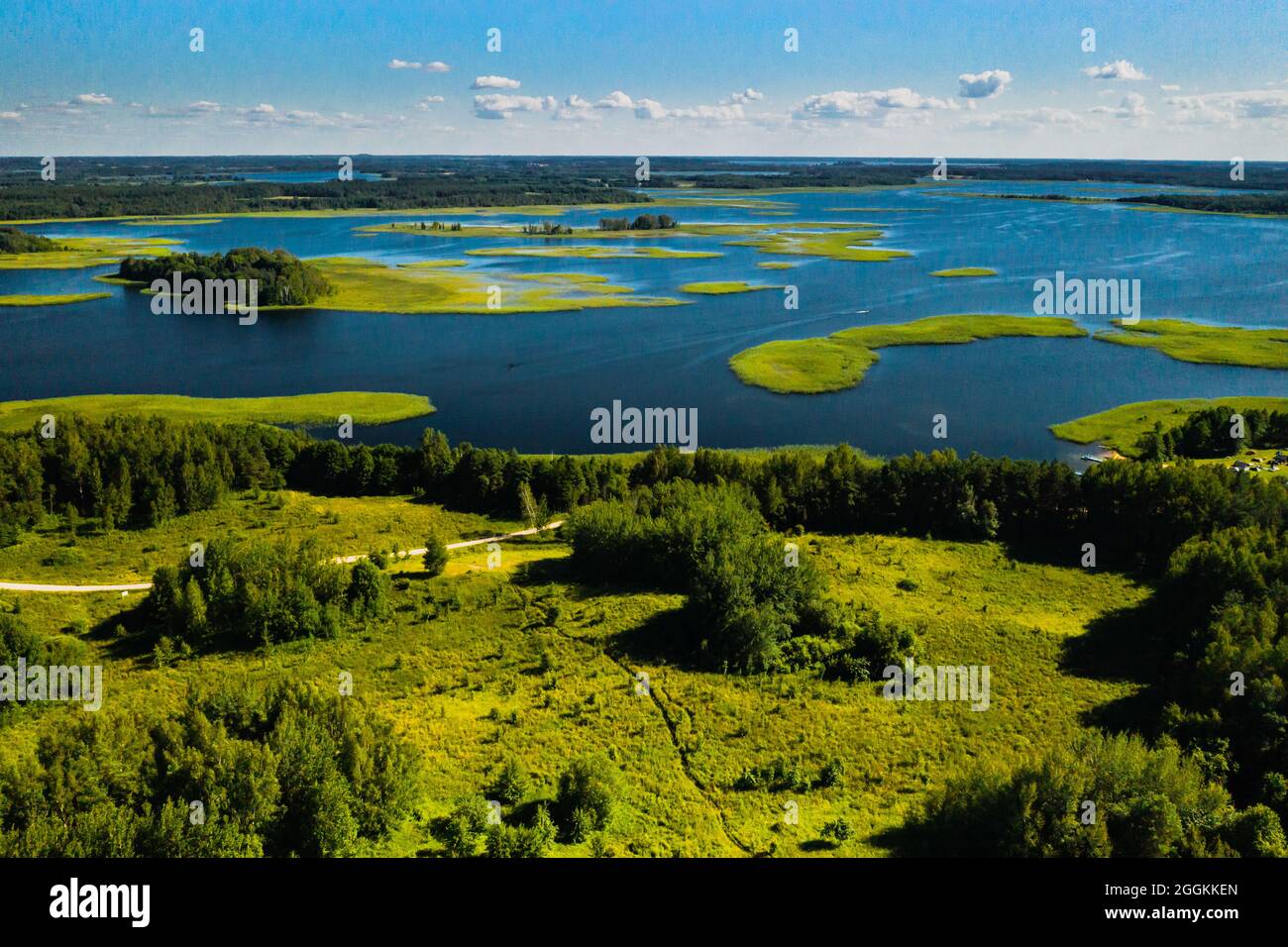 Top view of the Snudy and Strusto lakes in the Braslav lakes National ...