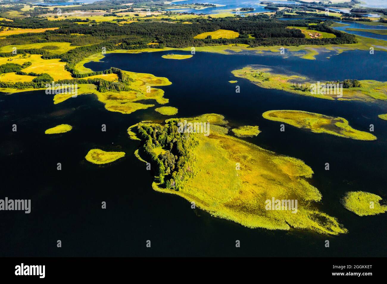 Top view of the Snudy and Strusto lakes in the Braslav lakes National ...