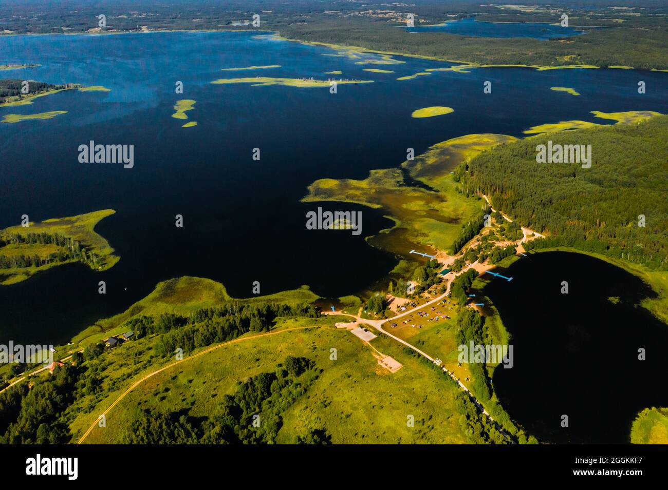 Top view of the Snudy and Strusto lakes in the Braslav lakes National ...