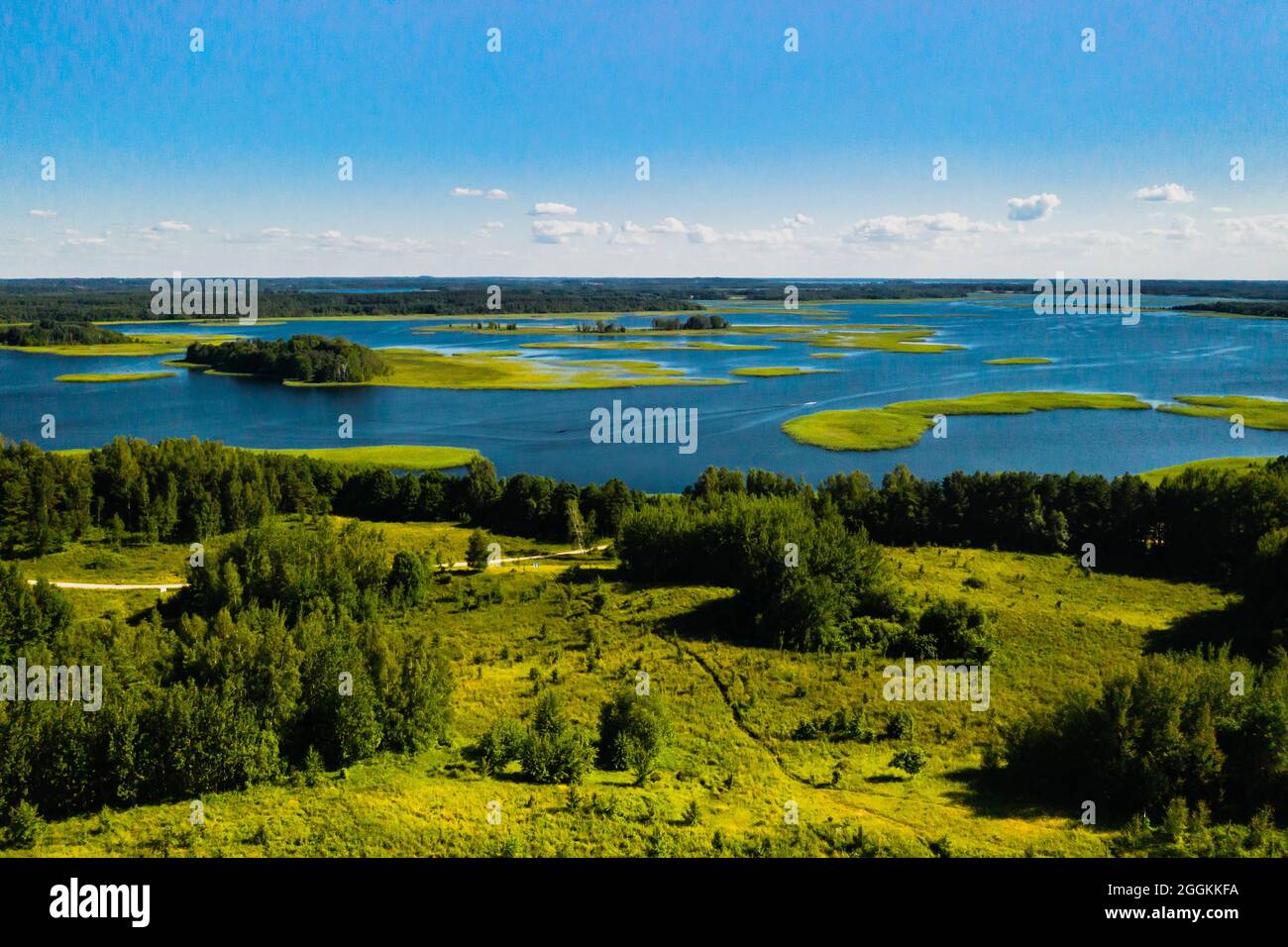 Top view of the Snudy and Strusto lakes in the Braslav lakes National ...
