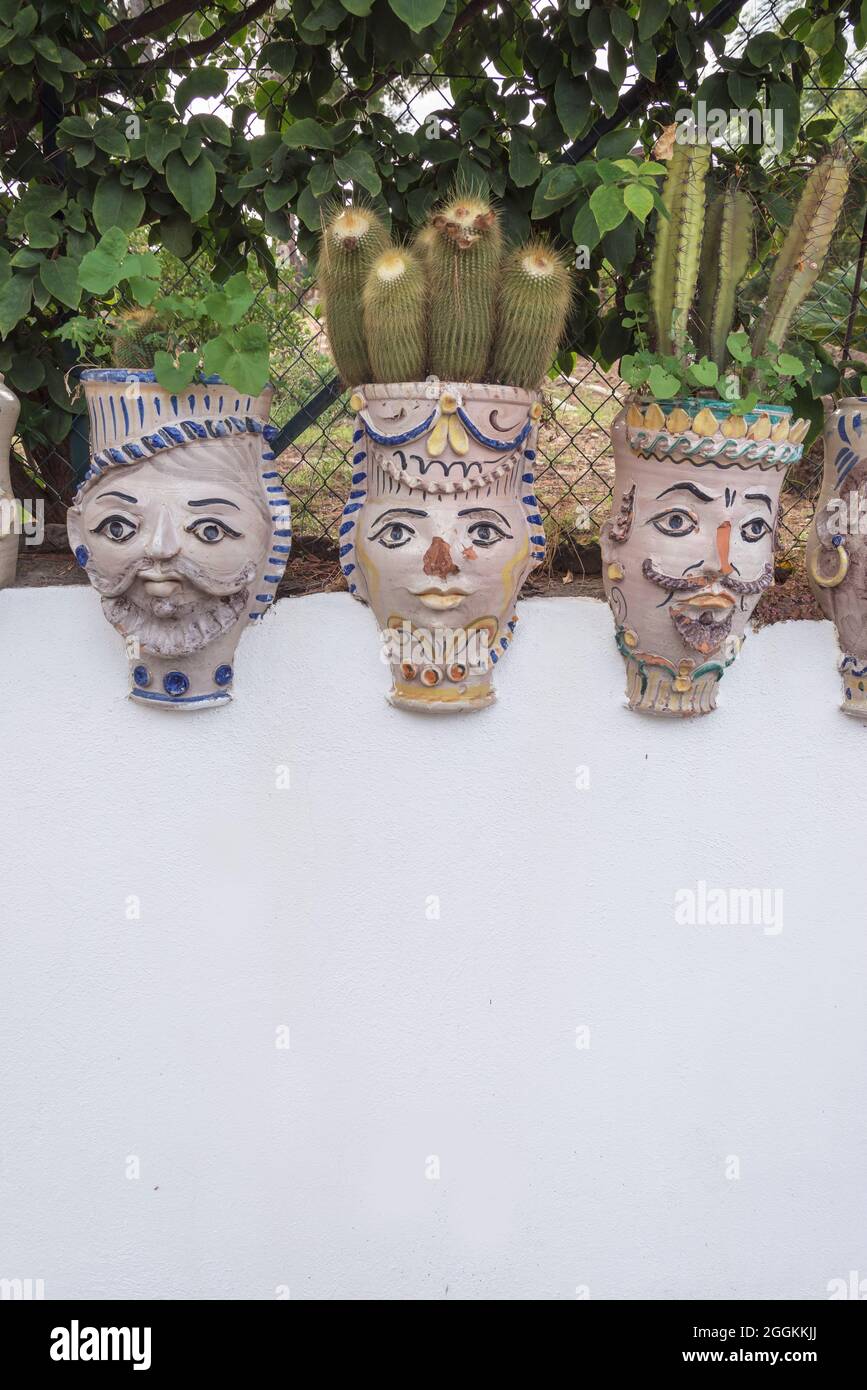 Traditional plant pots, Vulcano Island, Aeolian Islands, Sicily, Italy ...