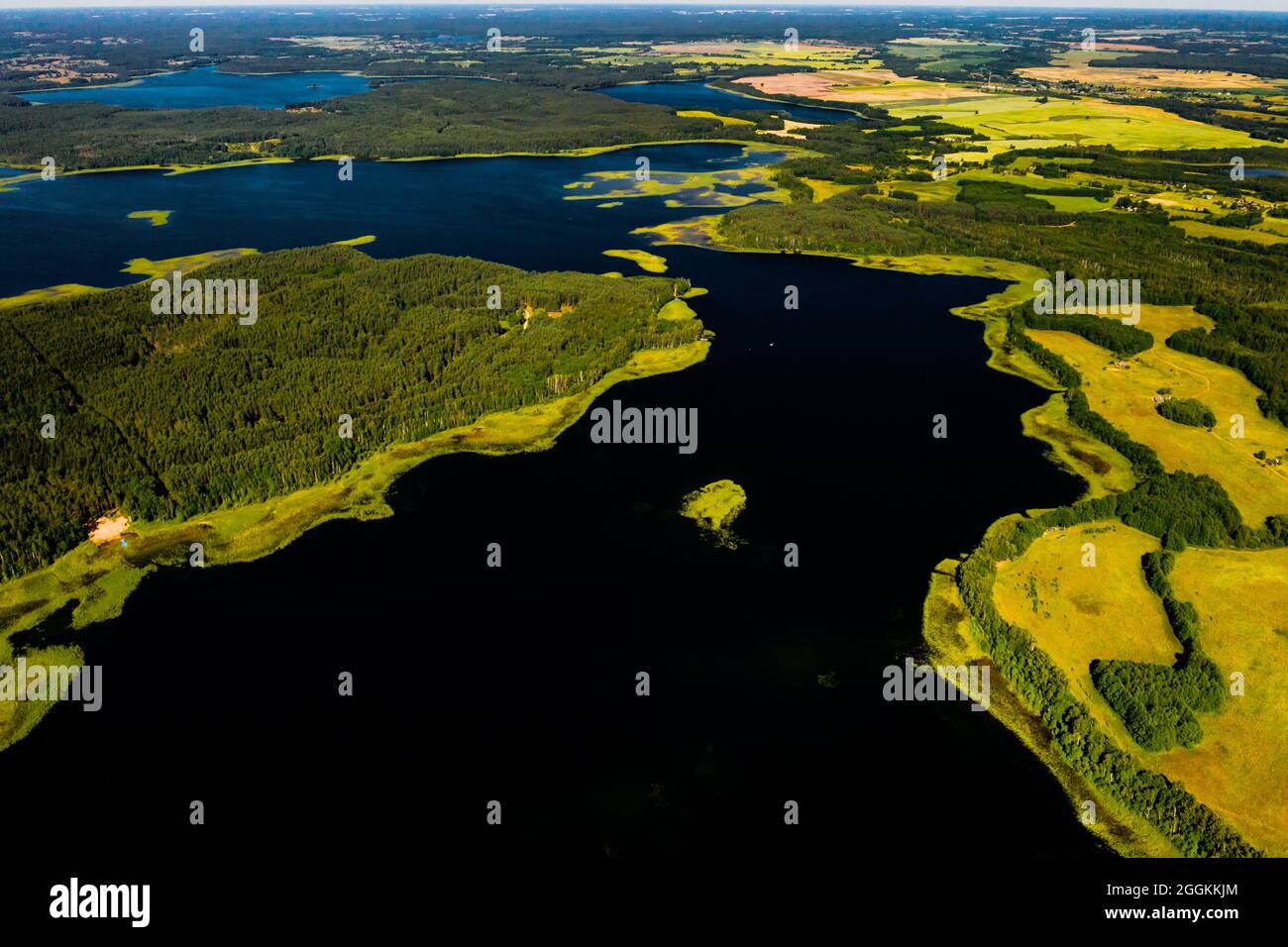 Top view of the Snudy and Strusto lakes in the Braslav lakes National ...