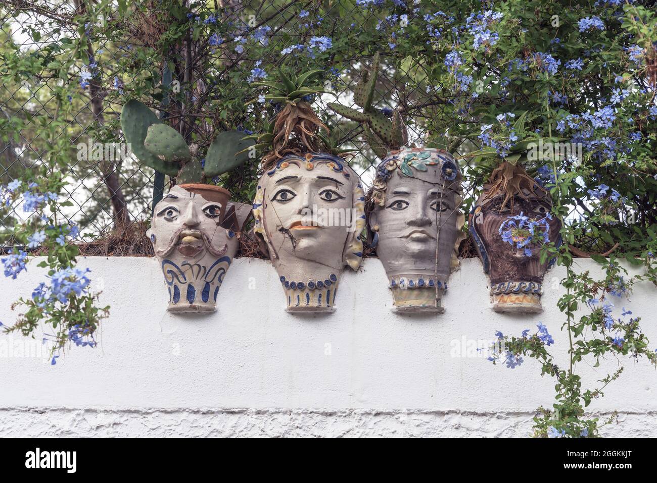 Traditional plant pots, Vulcano Island, Aeolian Islands, Sicily, Italy ...