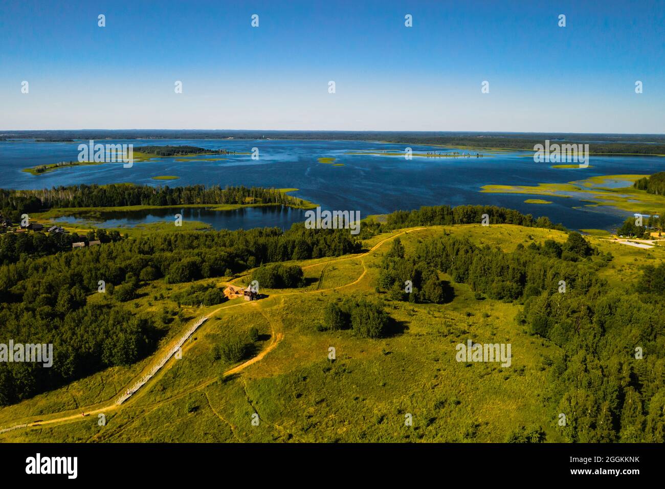 Top view of the Snudy and Strusto lakes in the Braslav lakes National ...