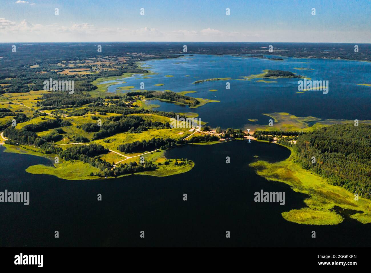 Top view of the Snudy and Strusto lakes in the Braslav lakes National ...