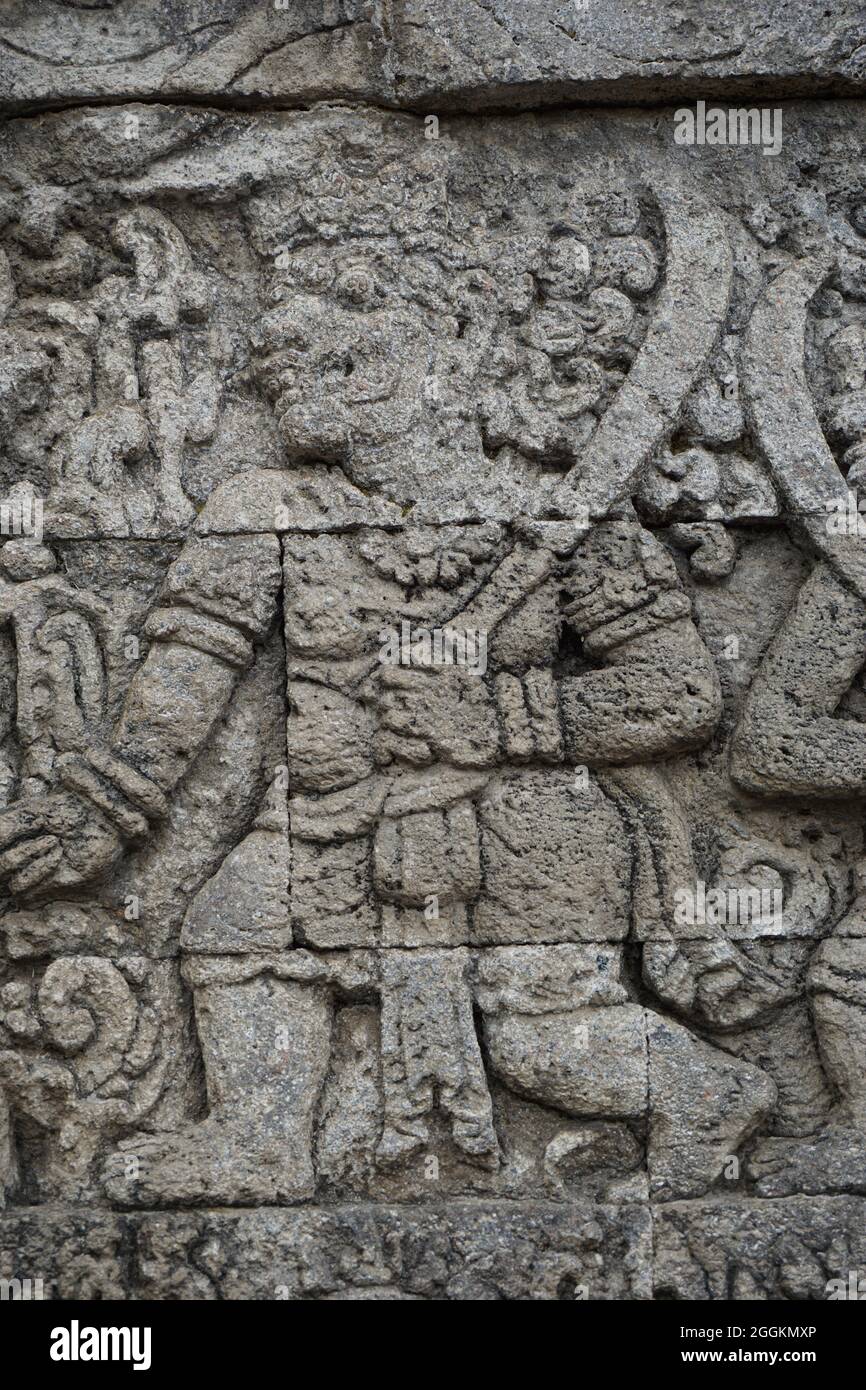 Carved stone of penataran temple (panataran temple), Blitar, East Java ...