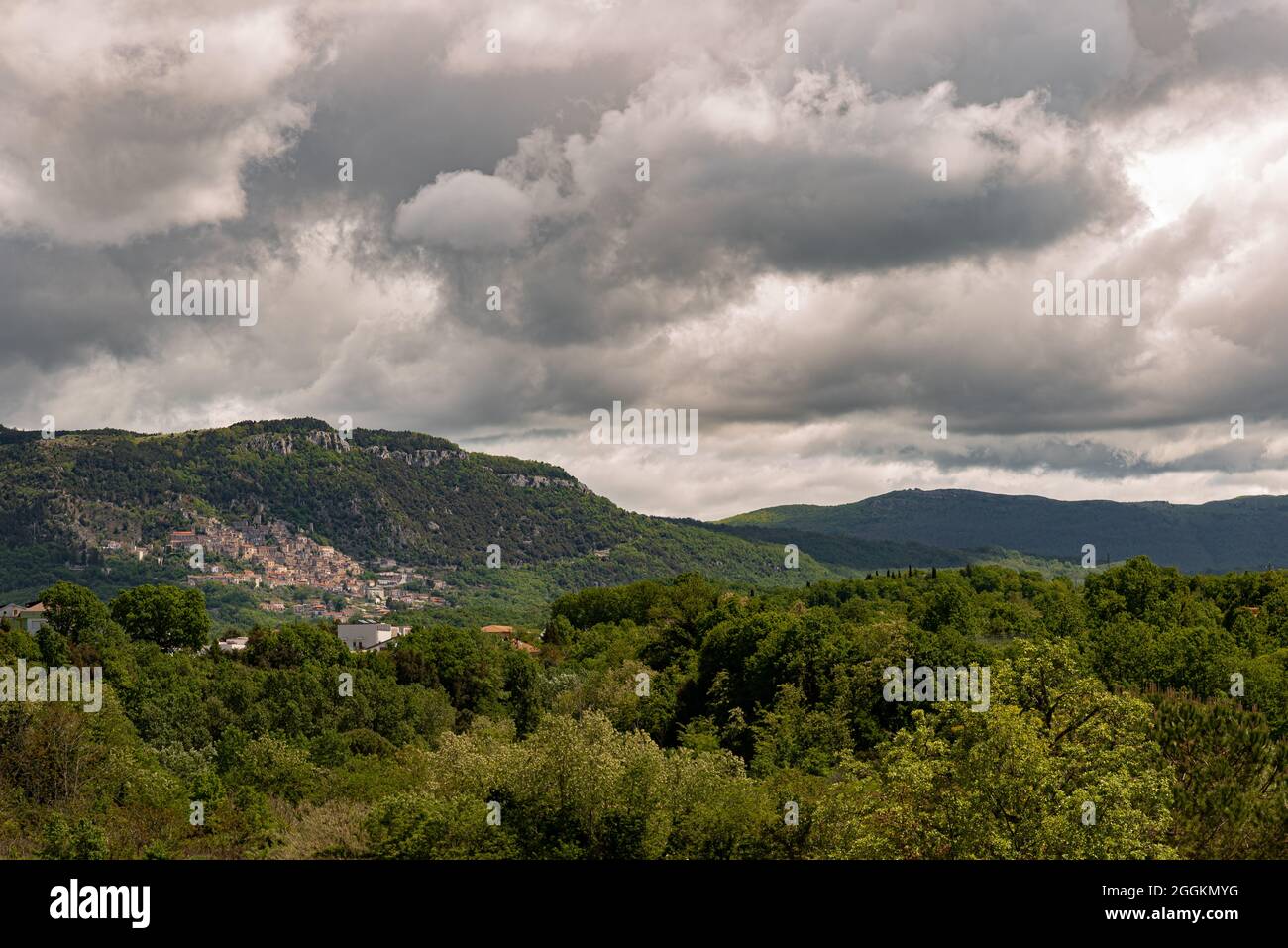 Panorama of Pesche, village in the province of Isernia, in Molise ...