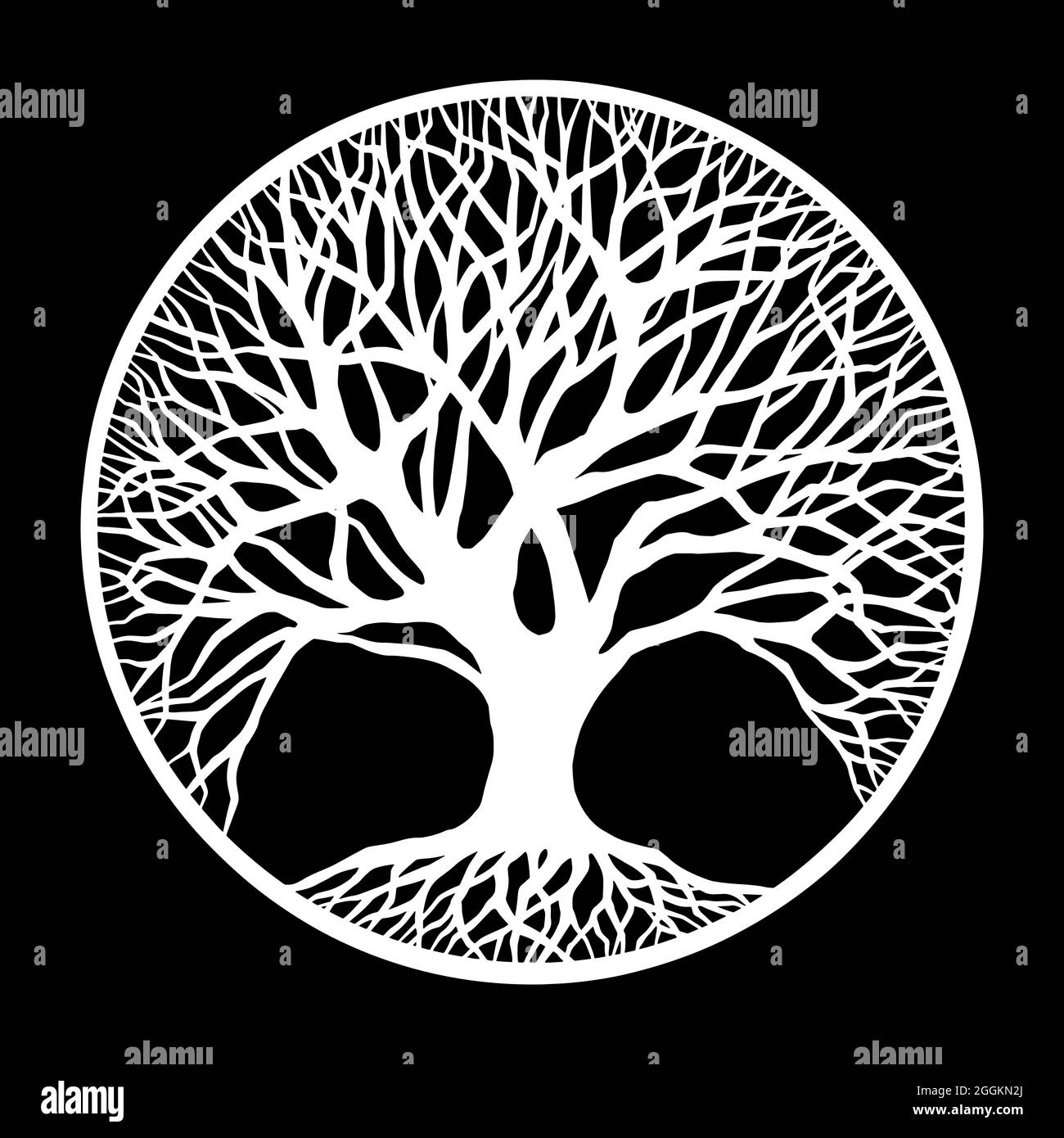Outline Tree Of Life in circle shape illustration Stock Vector Image ...