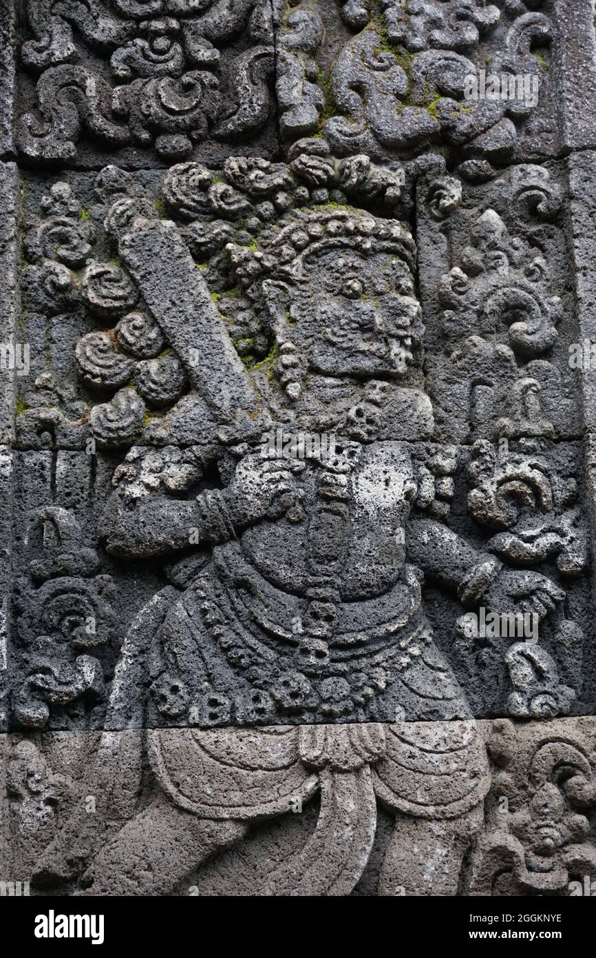 Carved stone of penataran temple (panataran temple), Blitar, East Java ...