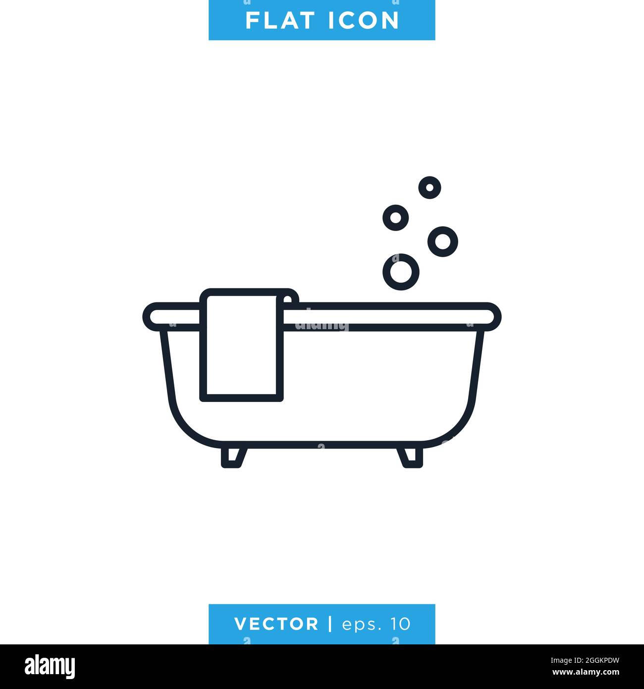 Bathtub Icon Vector Stock Illustration Design Template. Editable Stroke ...
