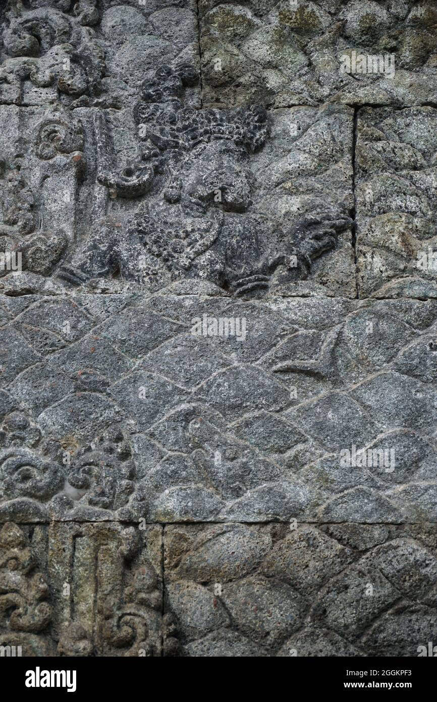 Carved stone of penataran temple (panataran temple), Blitar, East Java ...