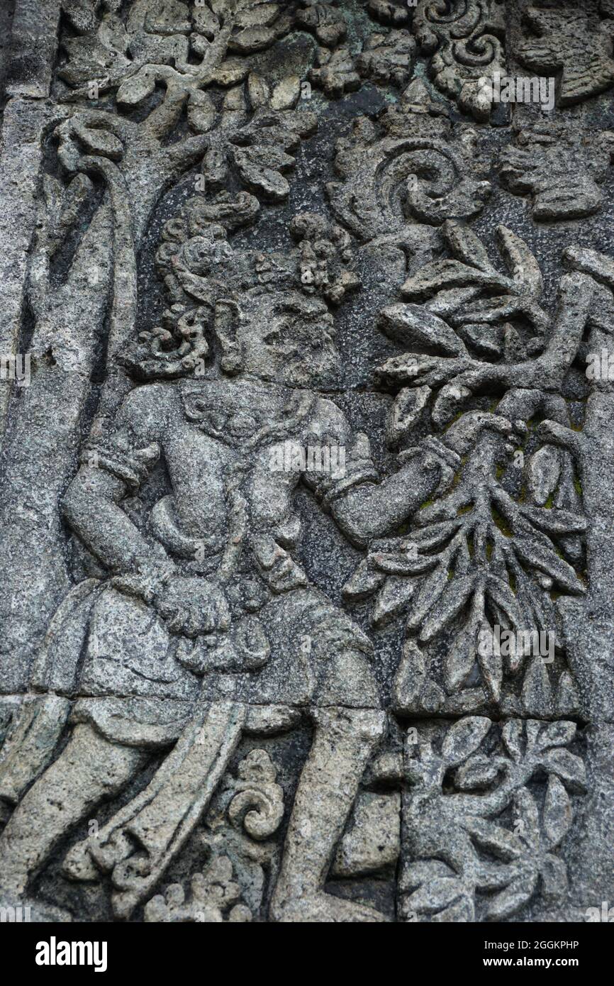 Carved stone of penataran temple (panataran temple), Blitar, East Java ...