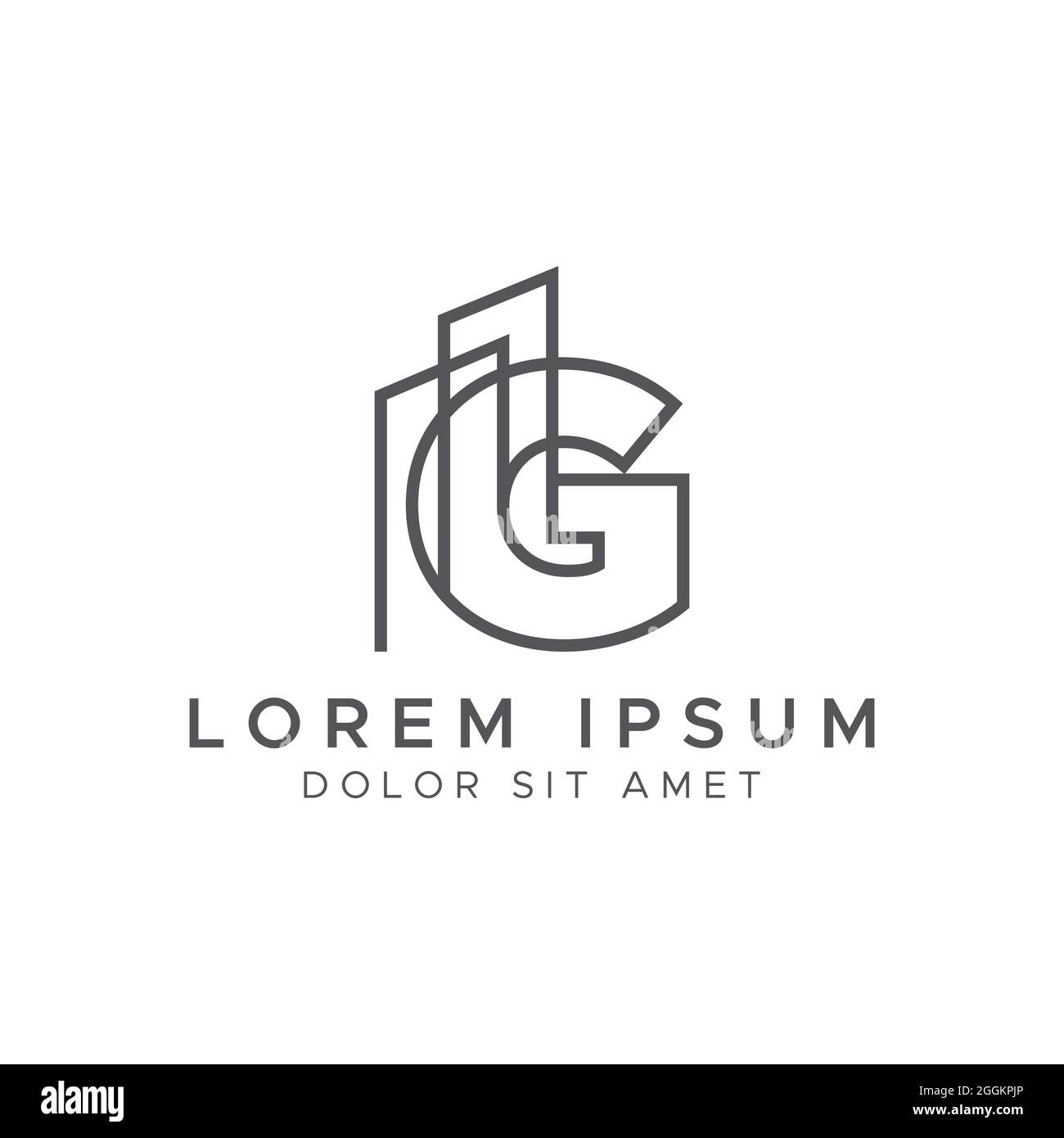 Initial Letter G Line Building Vector Stock Illustration Logo Design ...