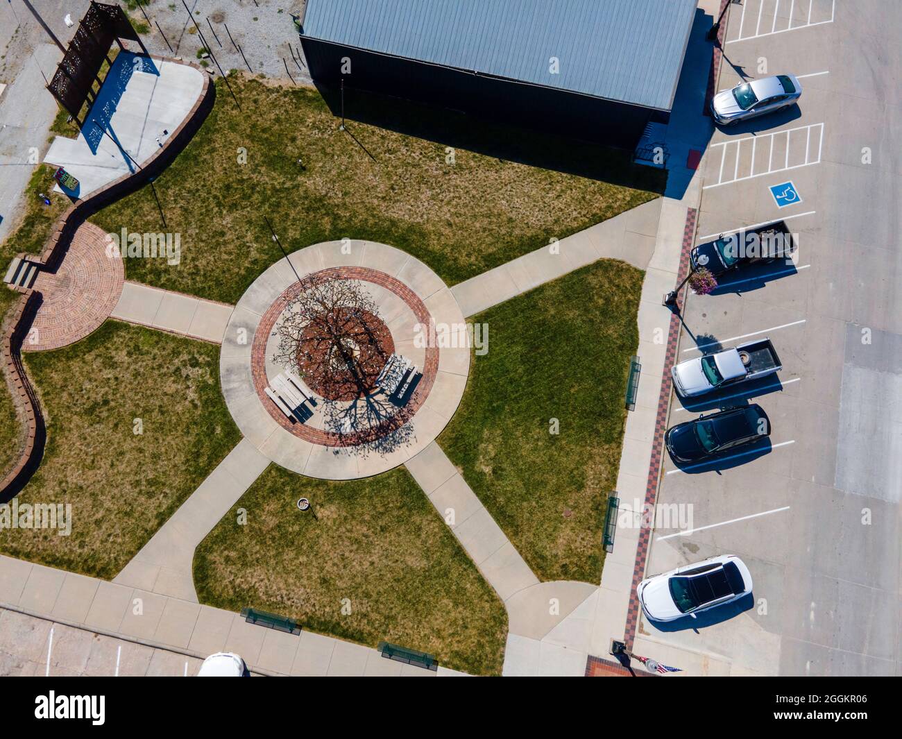 Aerial photograph of a small community park, ain Street, Malvern, Iowa ...