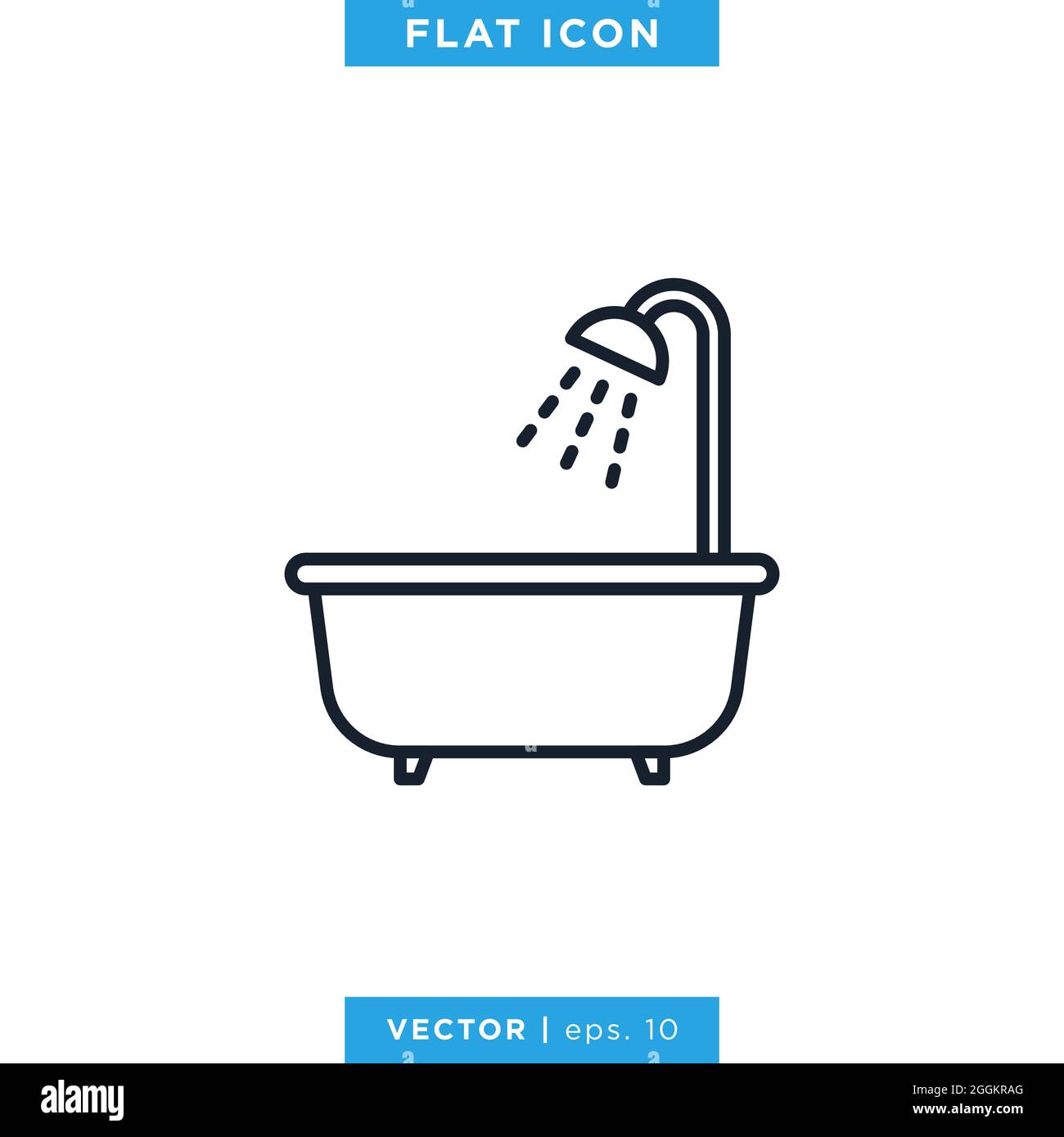 Bathtub Icon Vector Stock Illustration Design Template. Editable Stroke ...