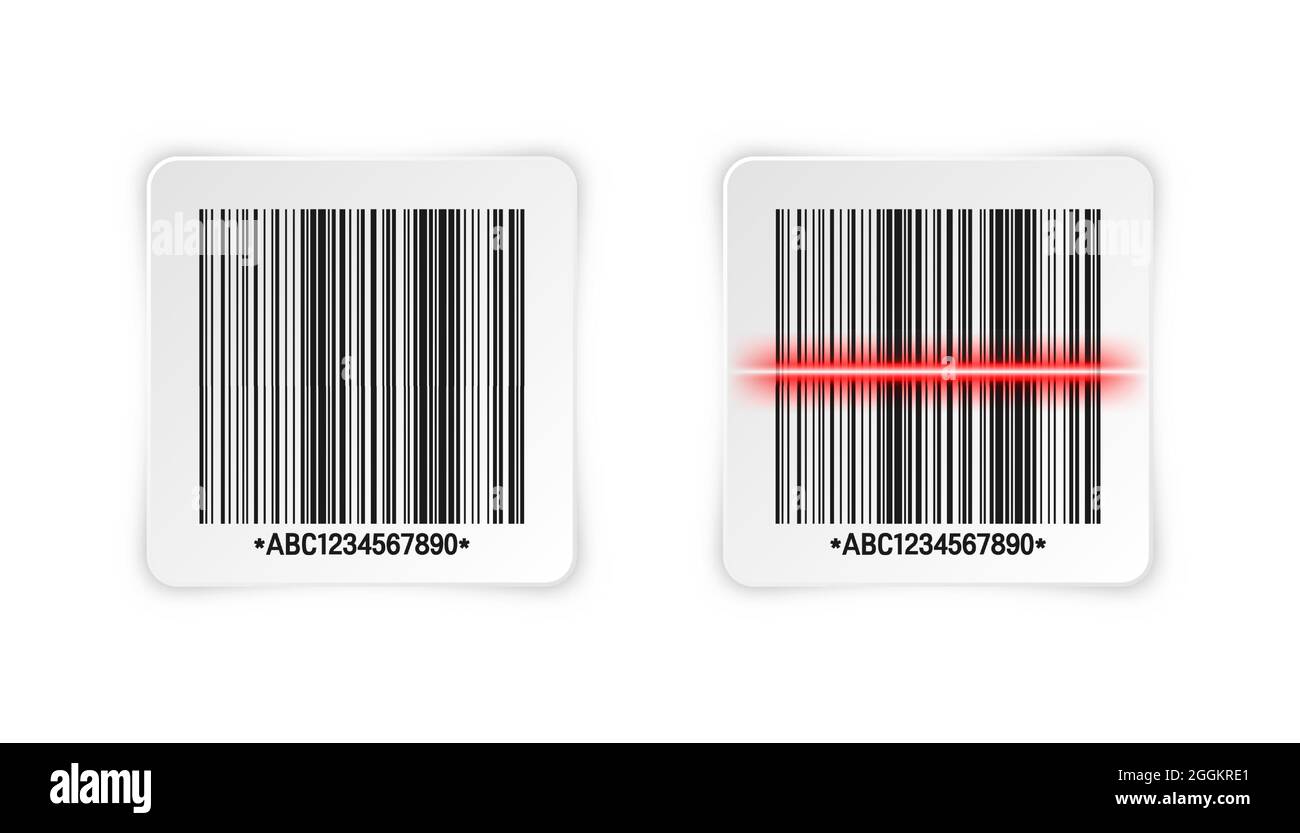 Realistic barcode sticker. Identification tracking code. Serial number ... Realistic barcode sticker. Identification tracking code. Serial number ...