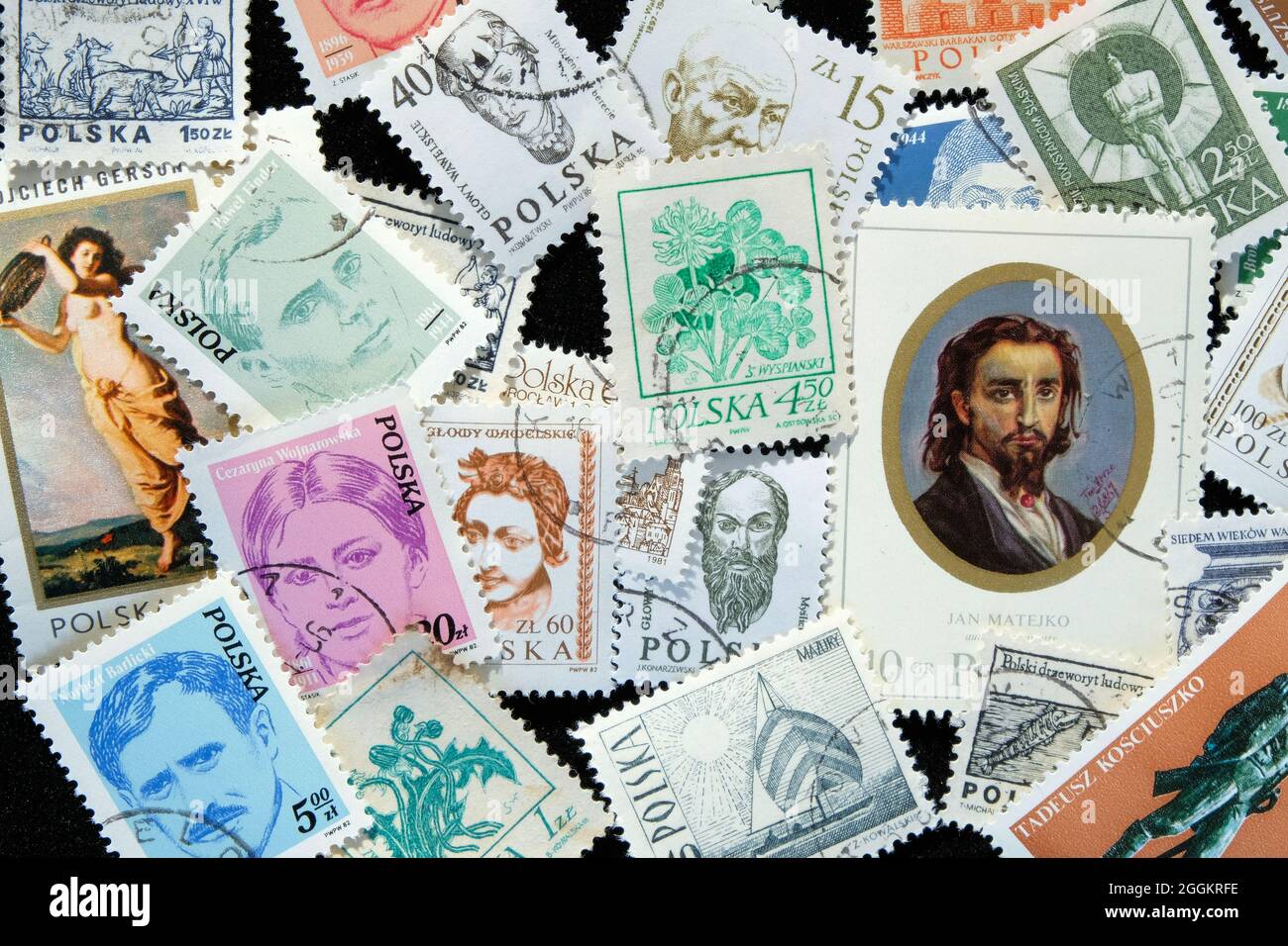Assorted collection of postage stamps from Poland; cancelled European ...