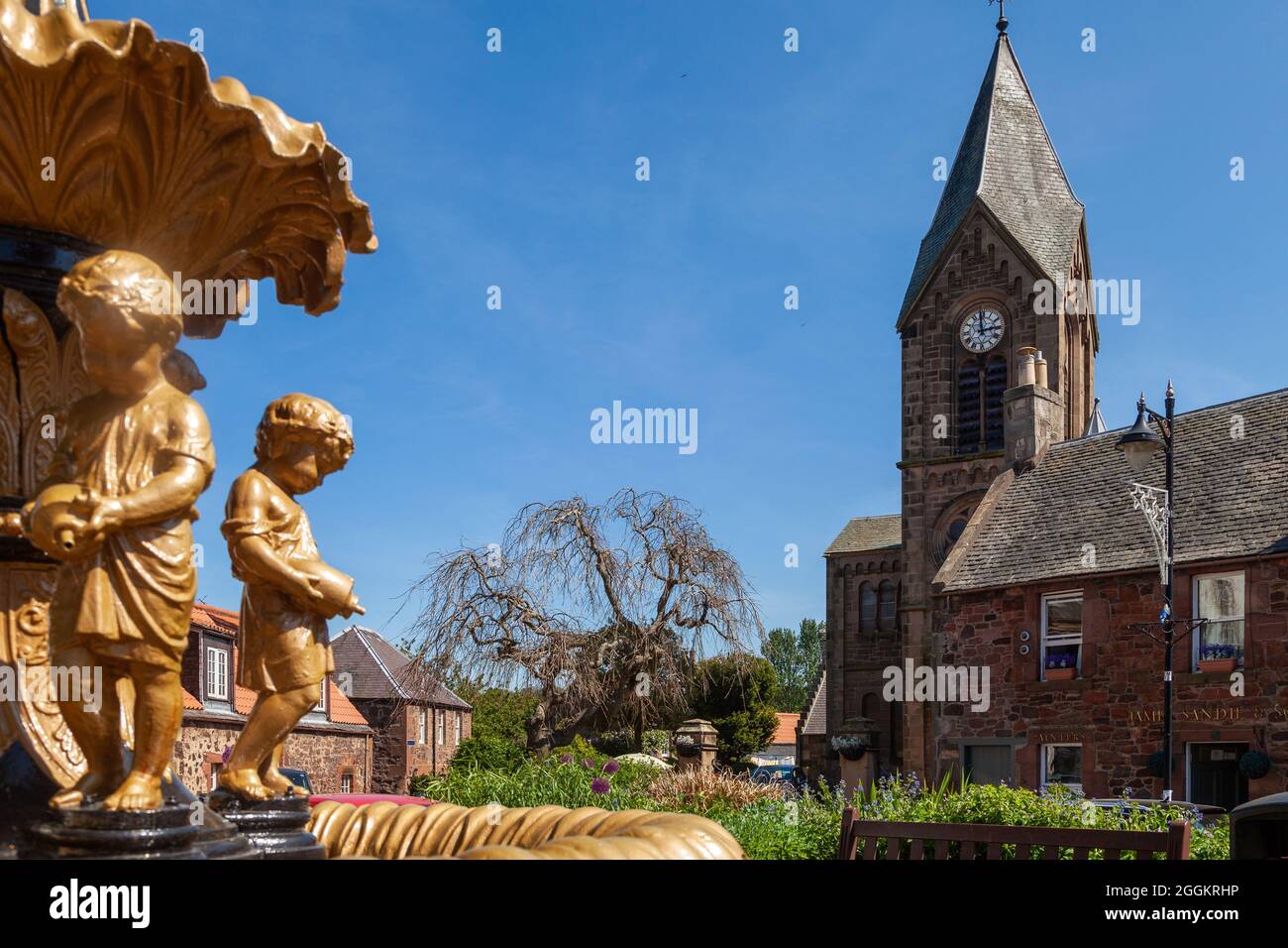 Restored cast iron Victorian fountain East Linton, East Lothian ...