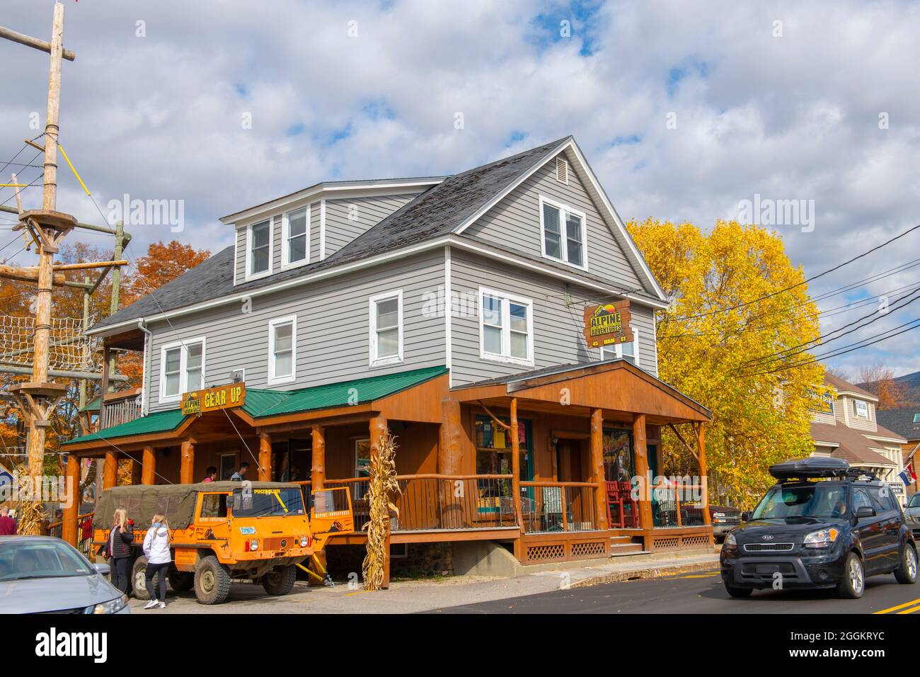 Lincoln Main Street at town center and Little Coolidge Mountain on ...