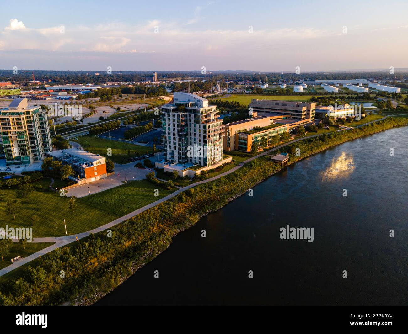 Aerial photograph of Riverfront Place, Omaha, Nebraska on a beautiful ...