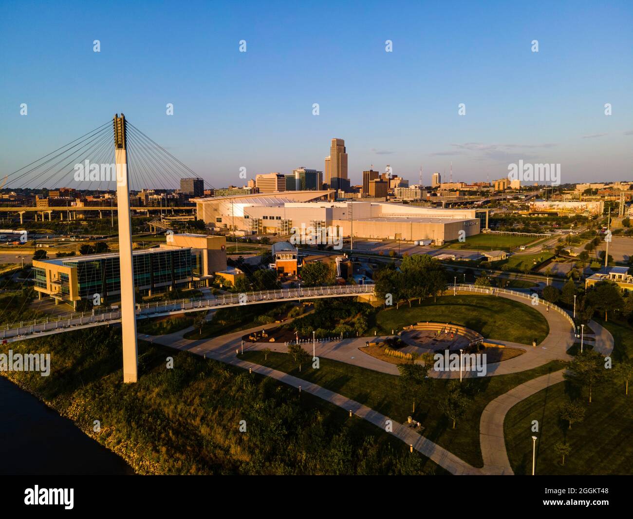 Aerial photograph of Omaha, Nebraska on a beautiful morning Stock Photo ...