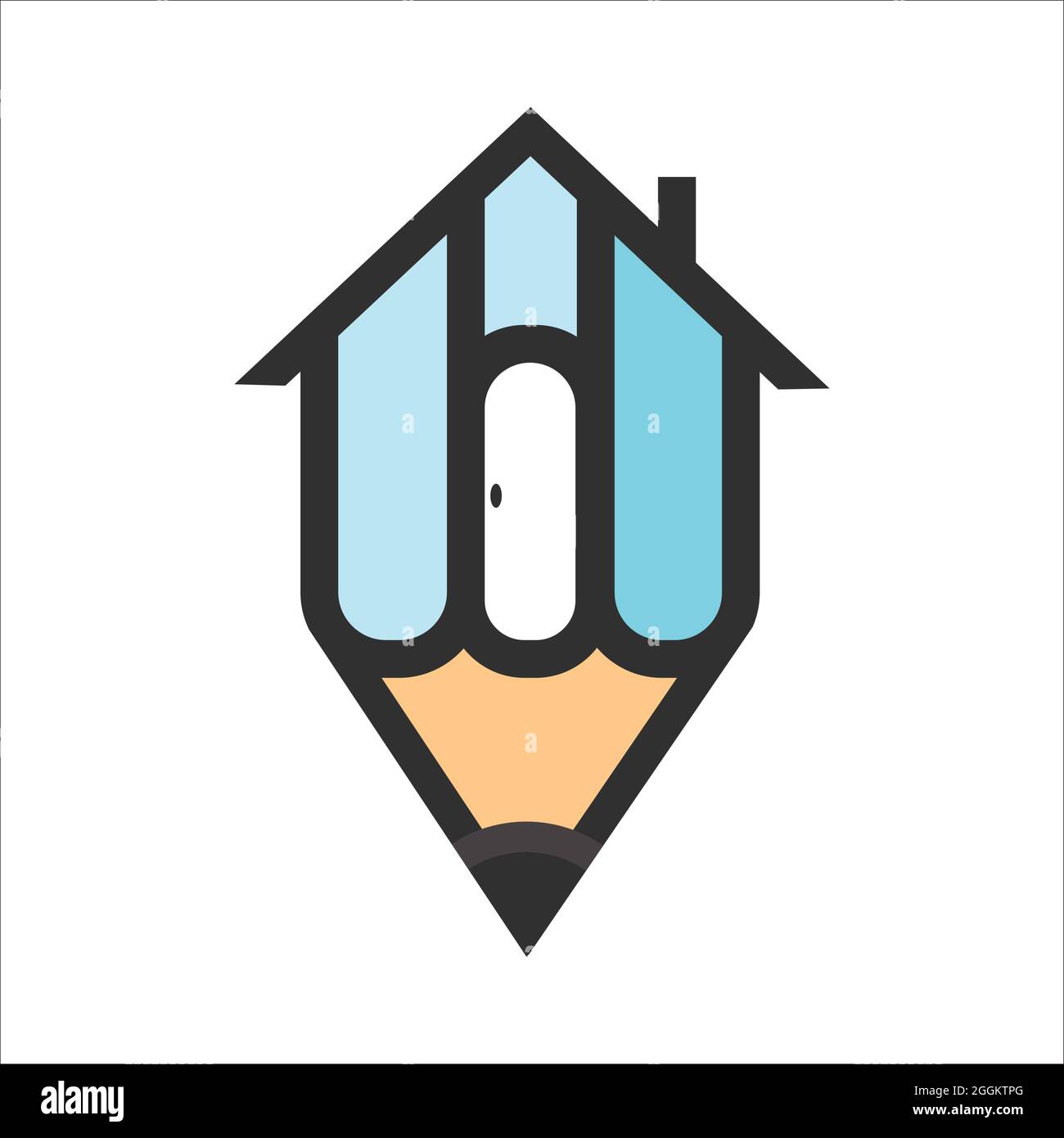 Pencil house logo design. Easy to change colors Stock Vector Image ...