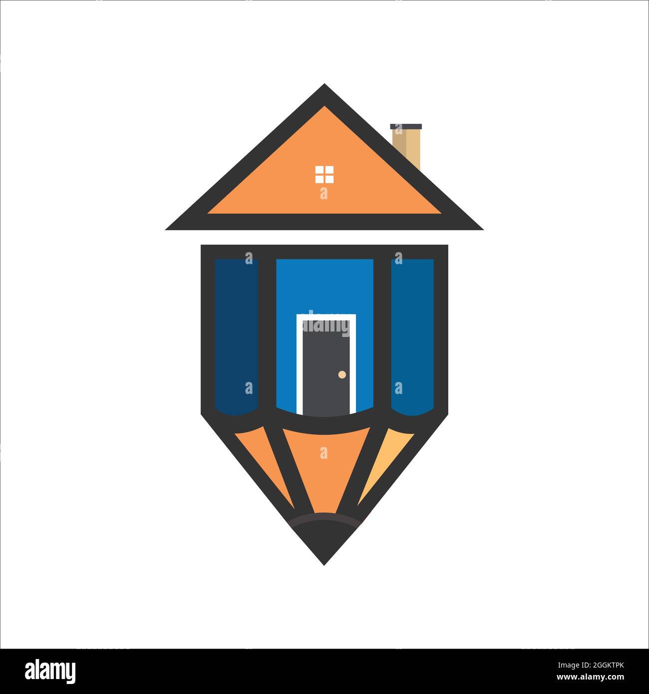 Pencil house logo design. Easy to change colors Stock Vector Image ...