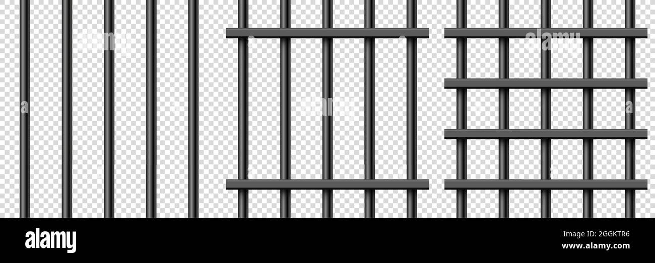 Black realistic metal prison bars. Detailed jail cage, prison iron ...