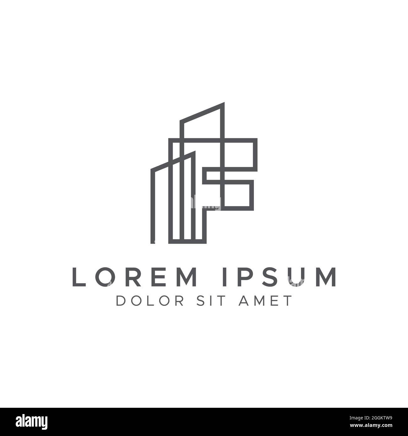 Initial Letter F Line Building Vector Stock Illustration Logo Design Template Stock Vector Image ...