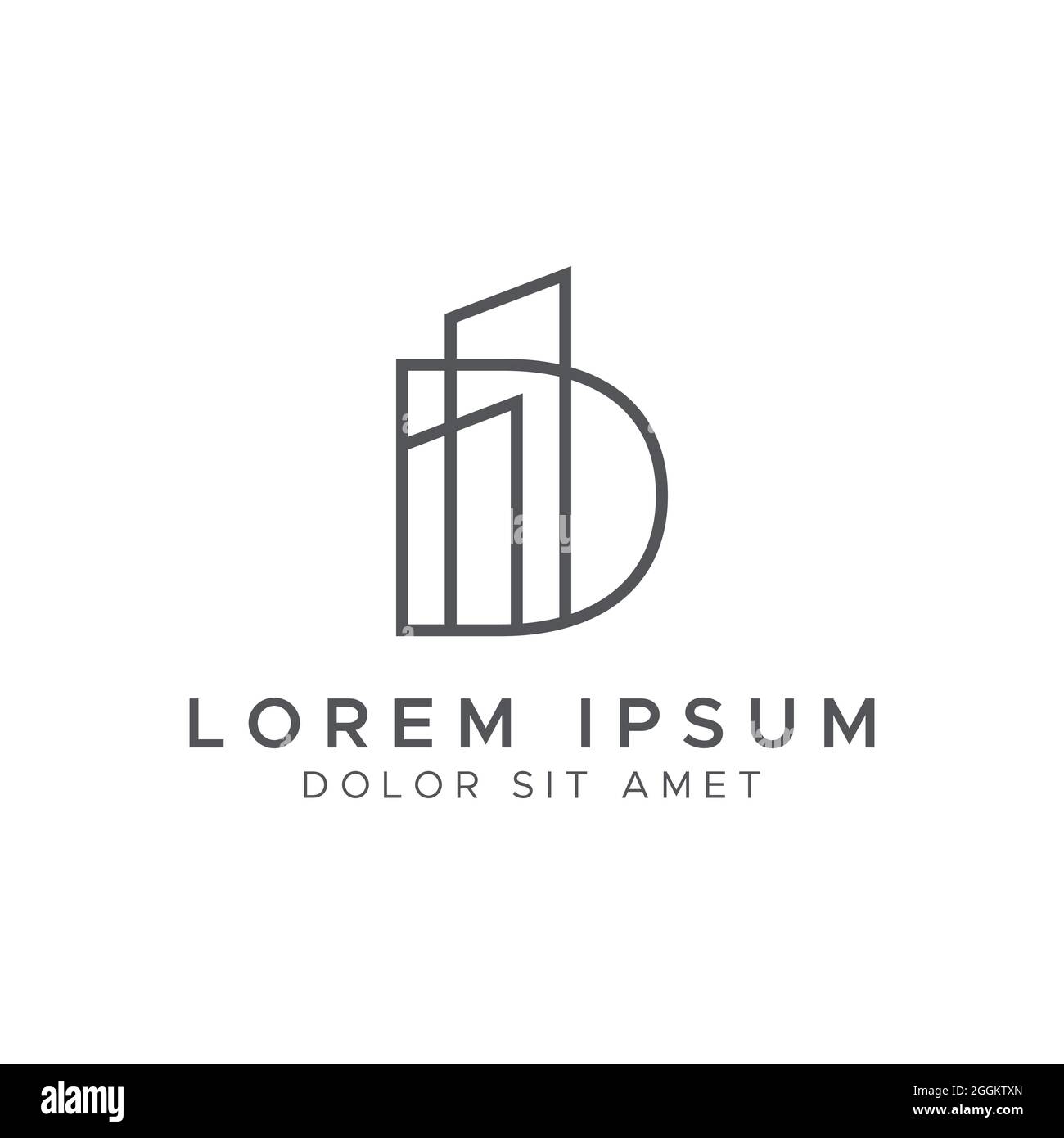 Initial Letter D Line Building Vector Stock Illustration Logo Design ...
