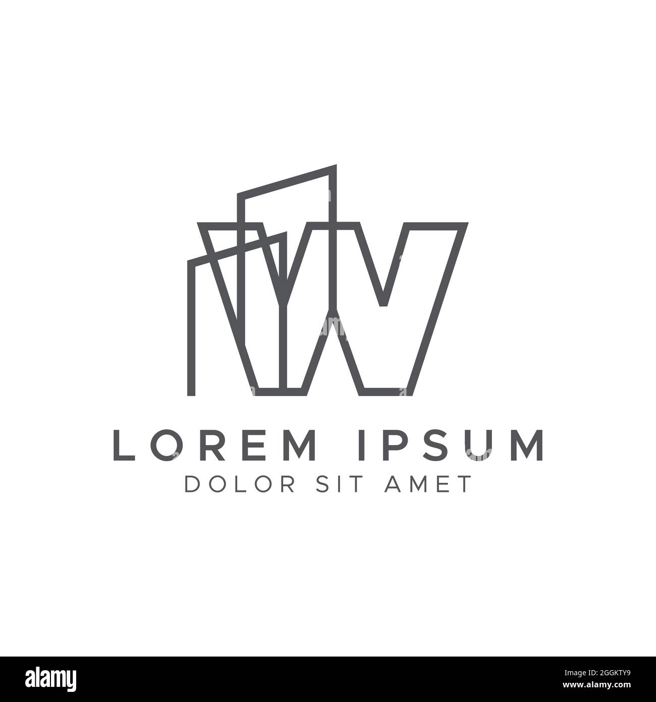 Initial Letter W Line Building Vector Stock Illustration Logo Design ...