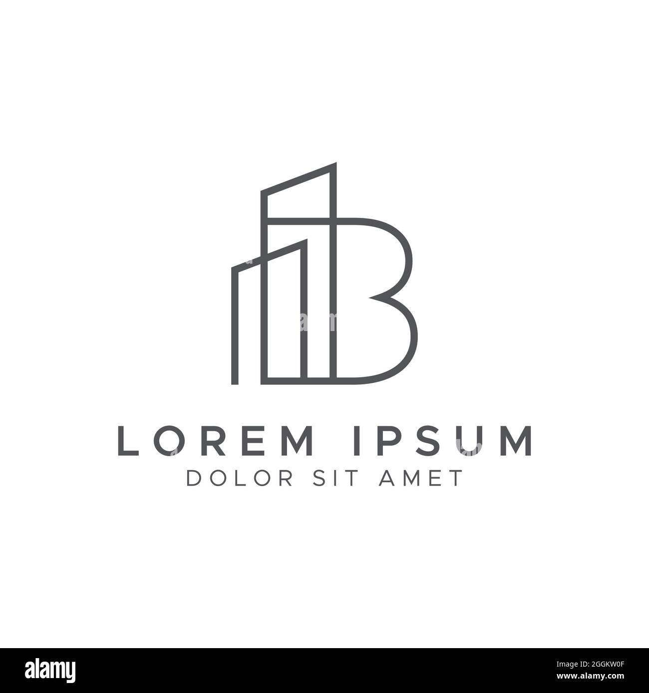 Initial Letter B Line Building Vector Stock Illustration Logo Design ...