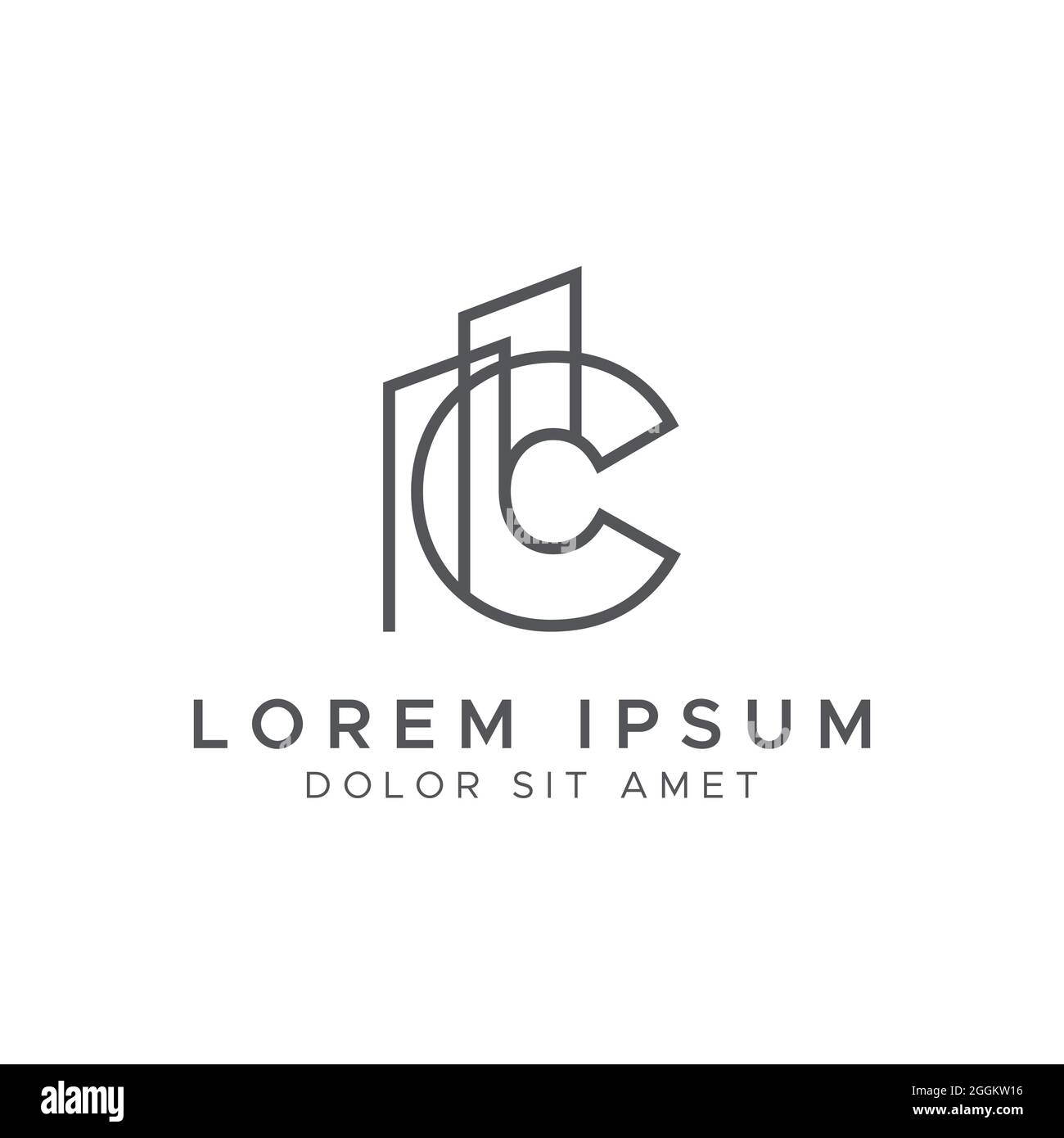 Initial Letter C Line Building Vector Stock Illustration Logo Design ...