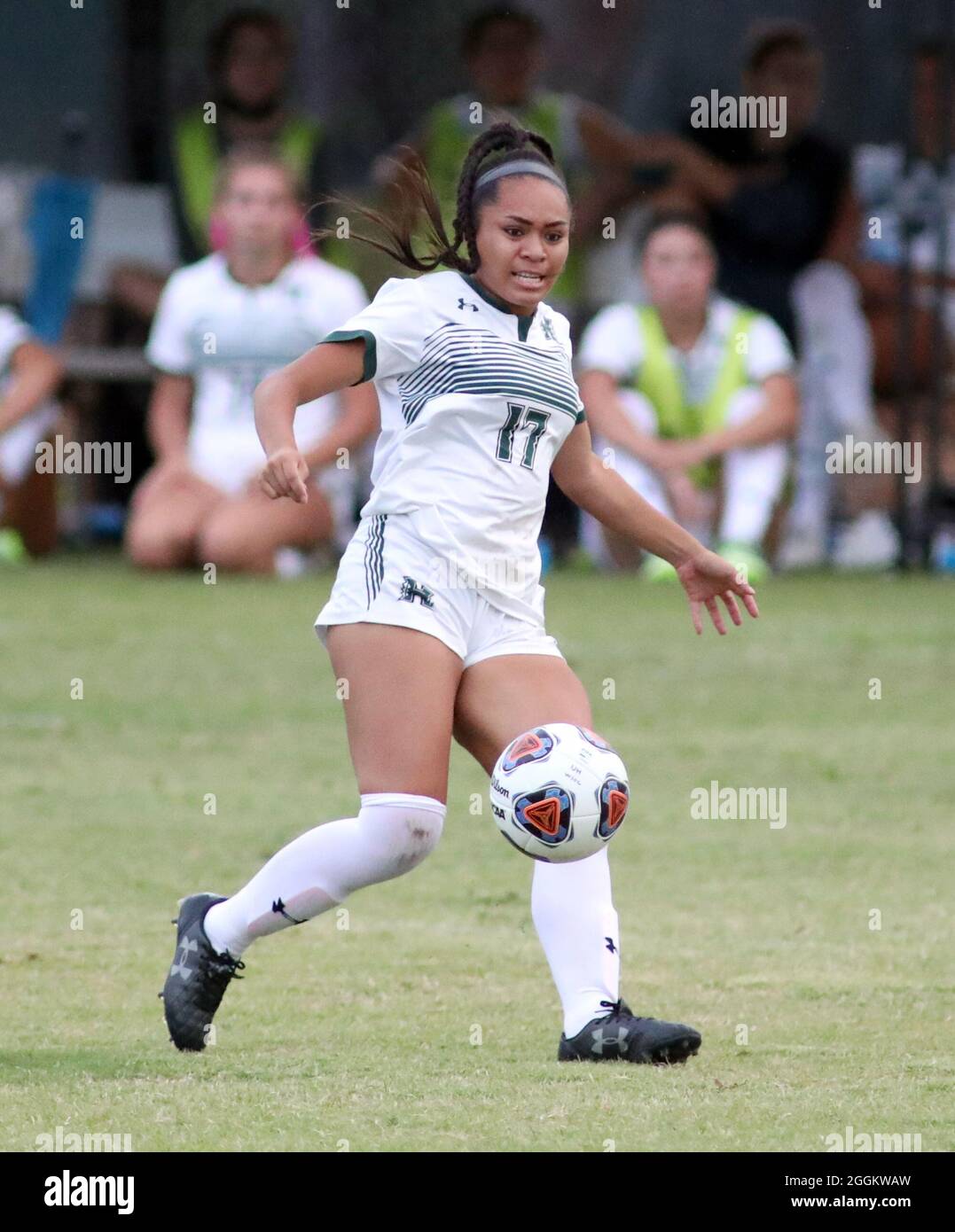 August 17, 2021 - Hawaii Rainbow Warriors defender Tausani Tavale #17 ...