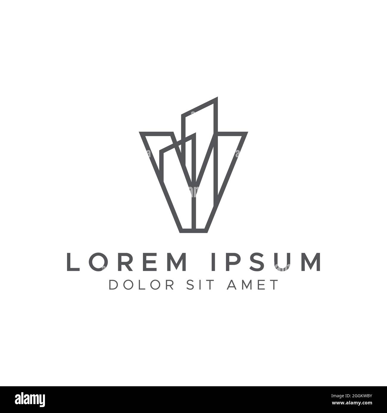 Initial Letter V Line Building Vector Stock Illustration Logo Design ...