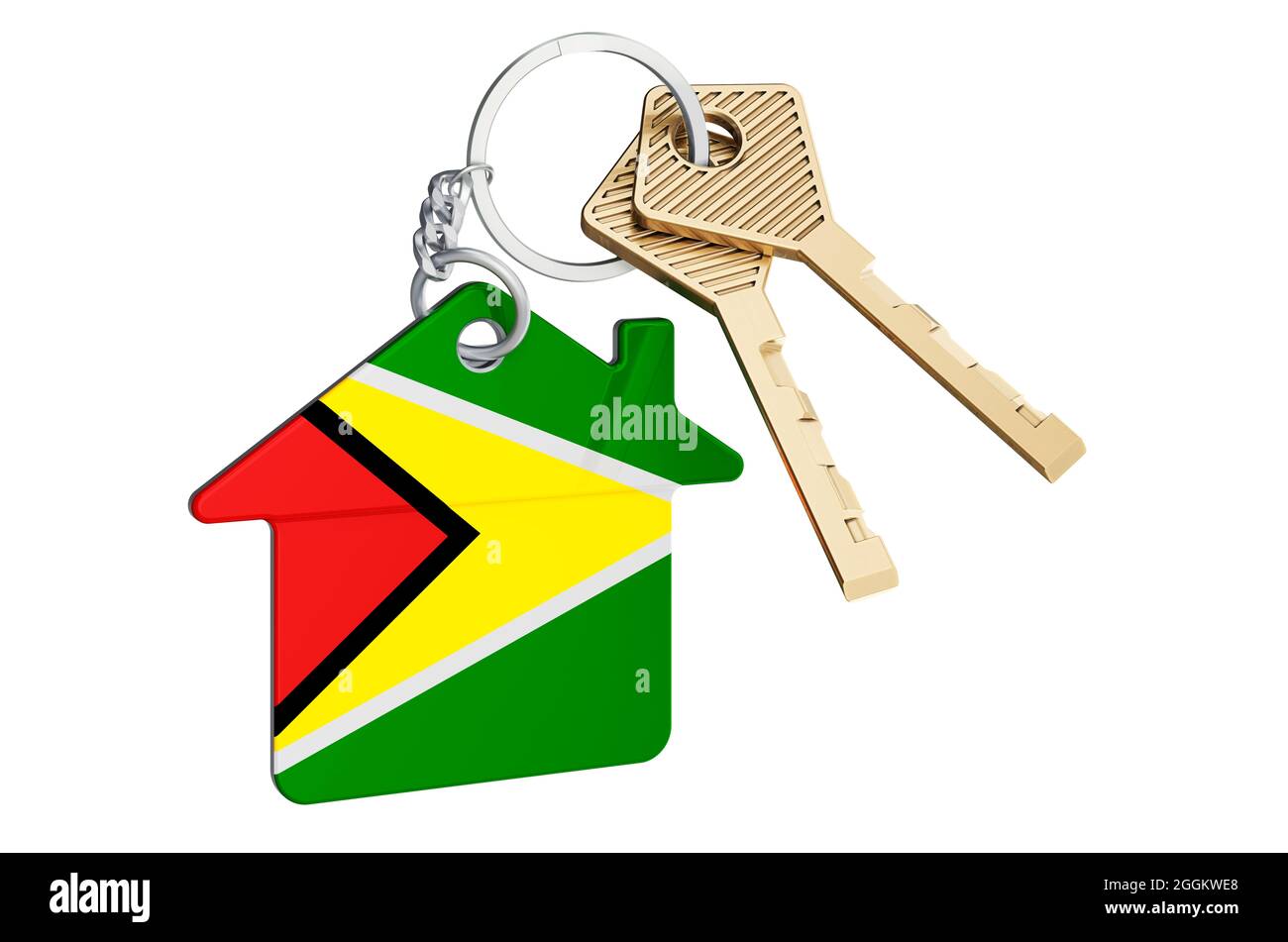 Real estate in Gayana. Home keychain with Guyanese flag. Property, rent ...