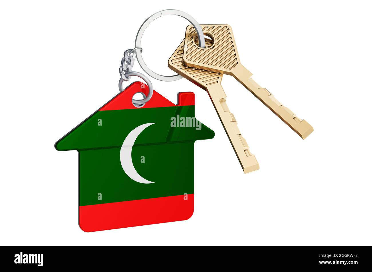 Real estate in Maldives. Home keychain with Maldivian flag. Property ...