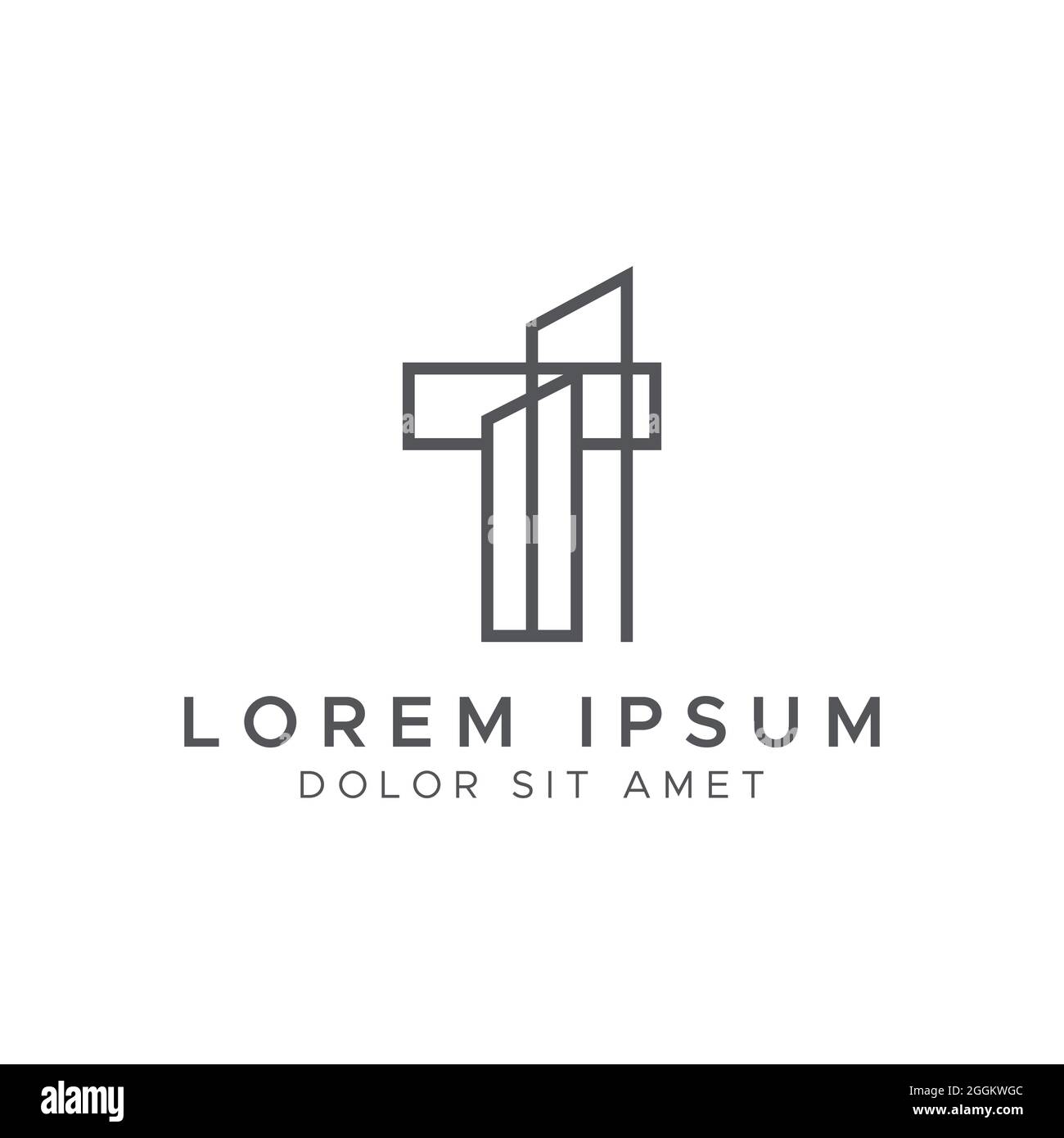 Initial Letter T Line Building Vector Stock Illustration Logo Design ...