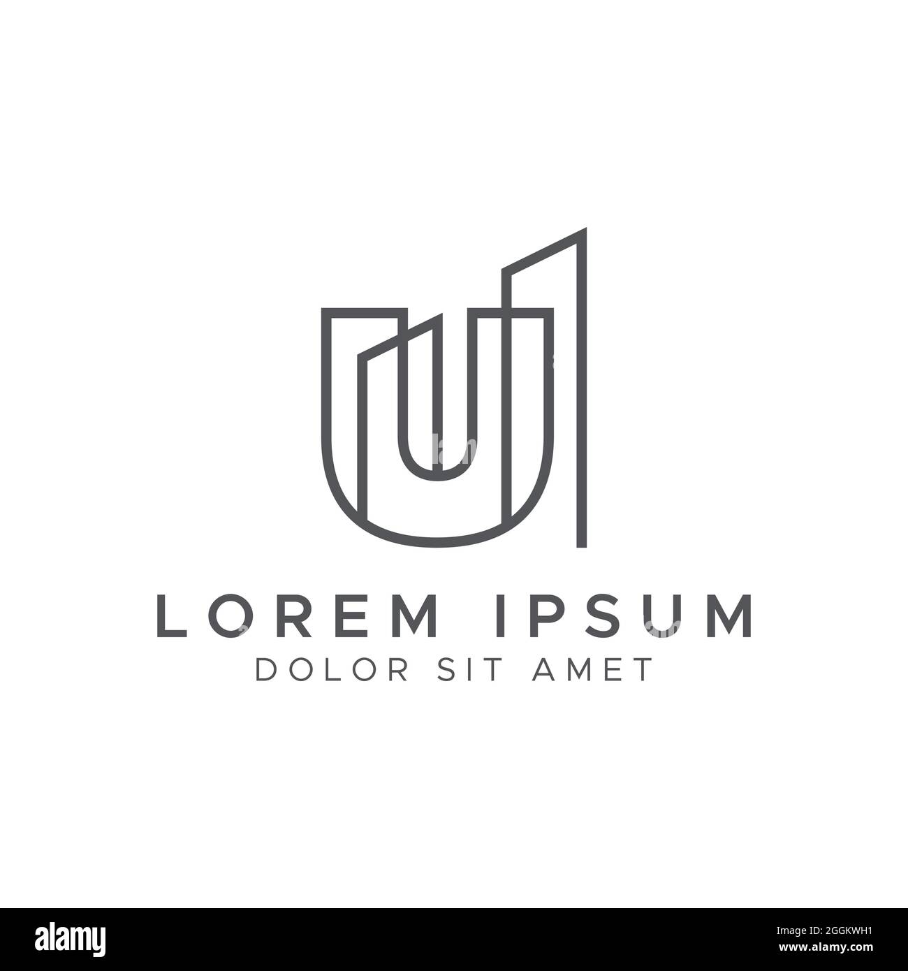 Initial Letter U Line Building Vector Stock Illustration Logo Design ...