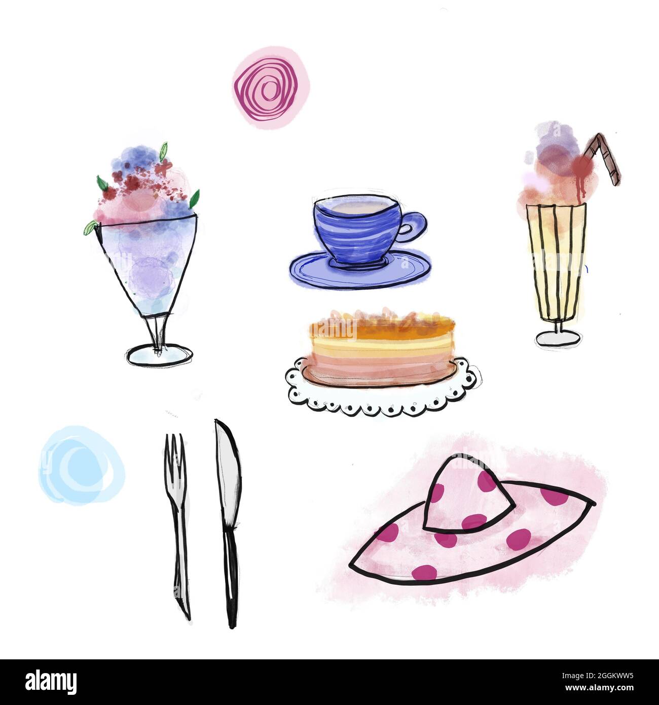 Digital illustration of snacks background for your wallpapers Stock ...