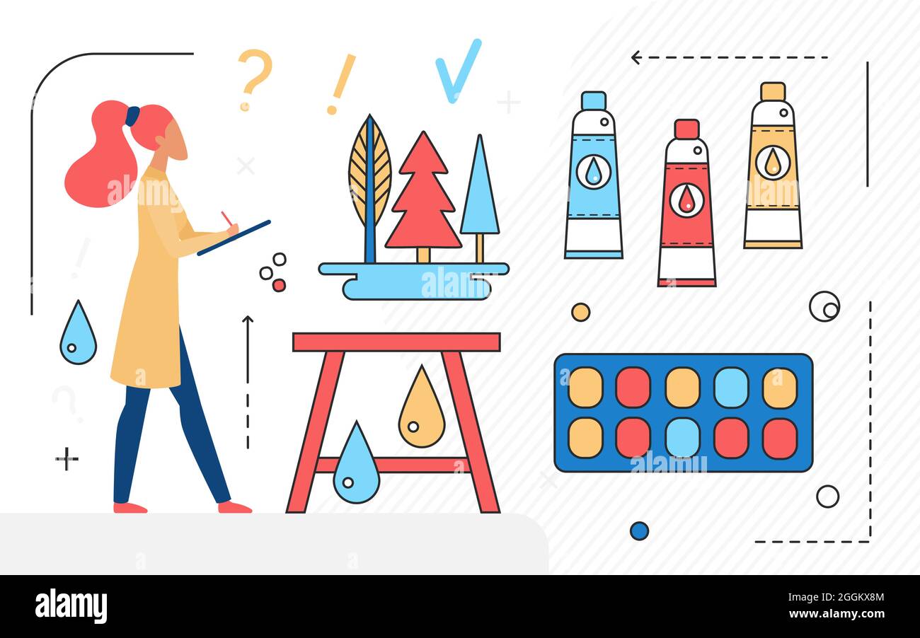 Art studio agency workspace concept and artist vector illustration ...