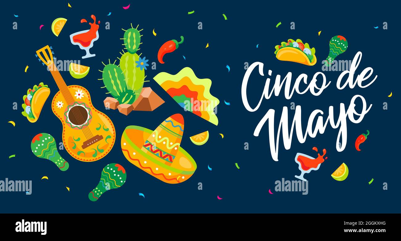 Cinco de mayo mexican celebration poster in flat style, Vector ...