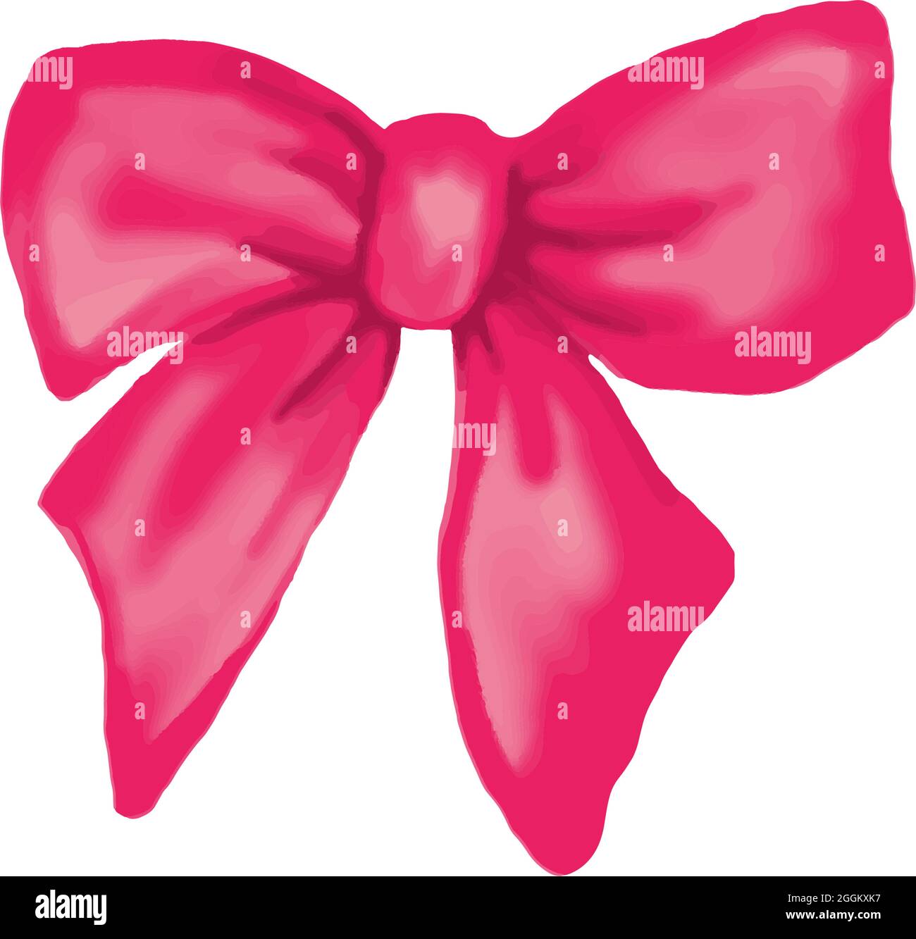 Pink hand drawn bow ribbon bow on white background Stock Vector Image ...