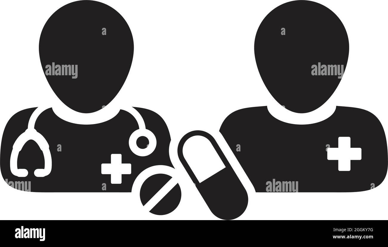 Ask a doctor icon with patient vector with pill and tablet for medical ...