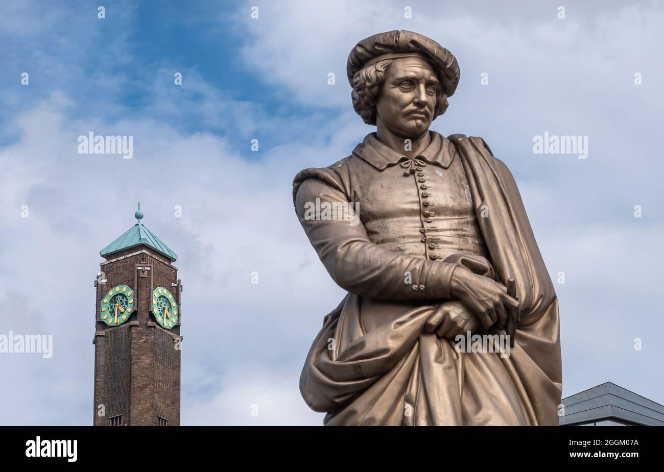 Amsterdam, Netherlands - August 13, 2021: Closeup of bust of Rembrandt ...